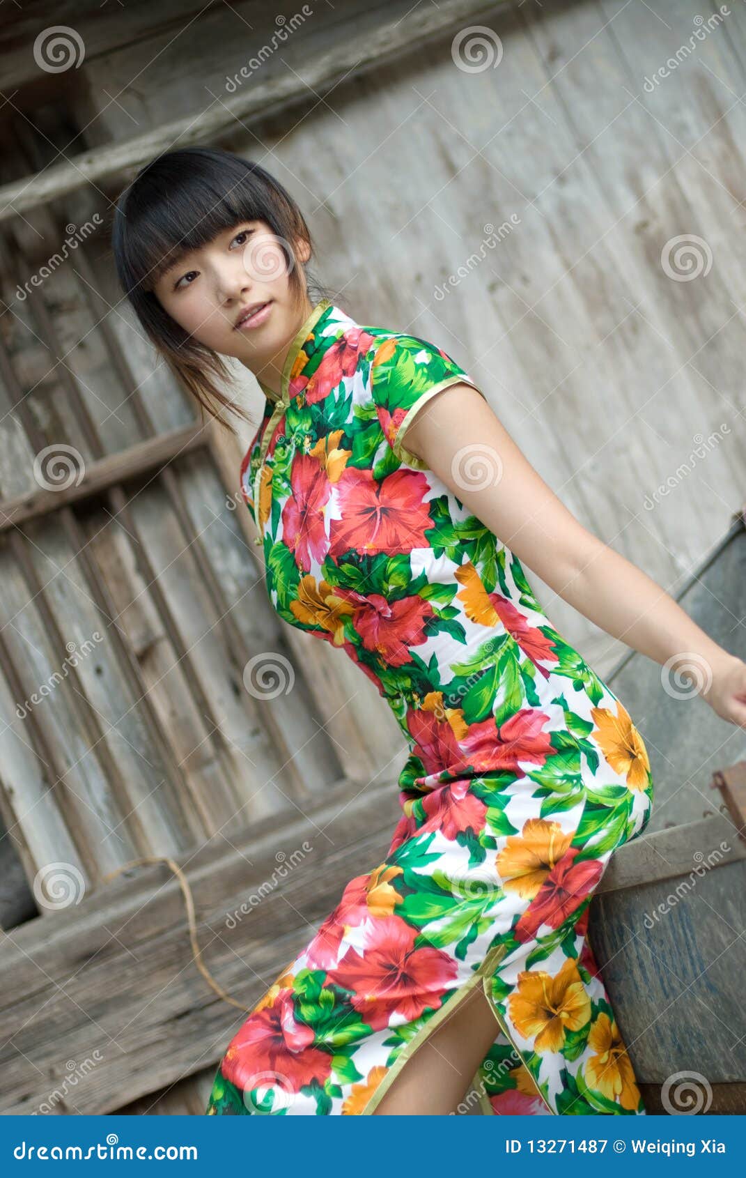 Chinese cheongsam model stock image. Image of sweet, happy - 13271487