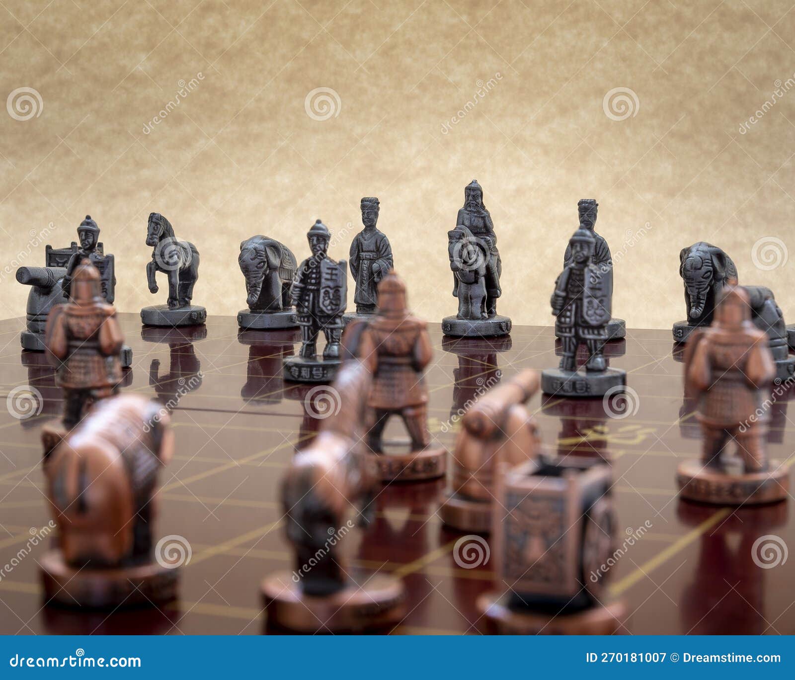Chinese Chess Board Game with Player Pieces Set Up for Play Stock Image ...