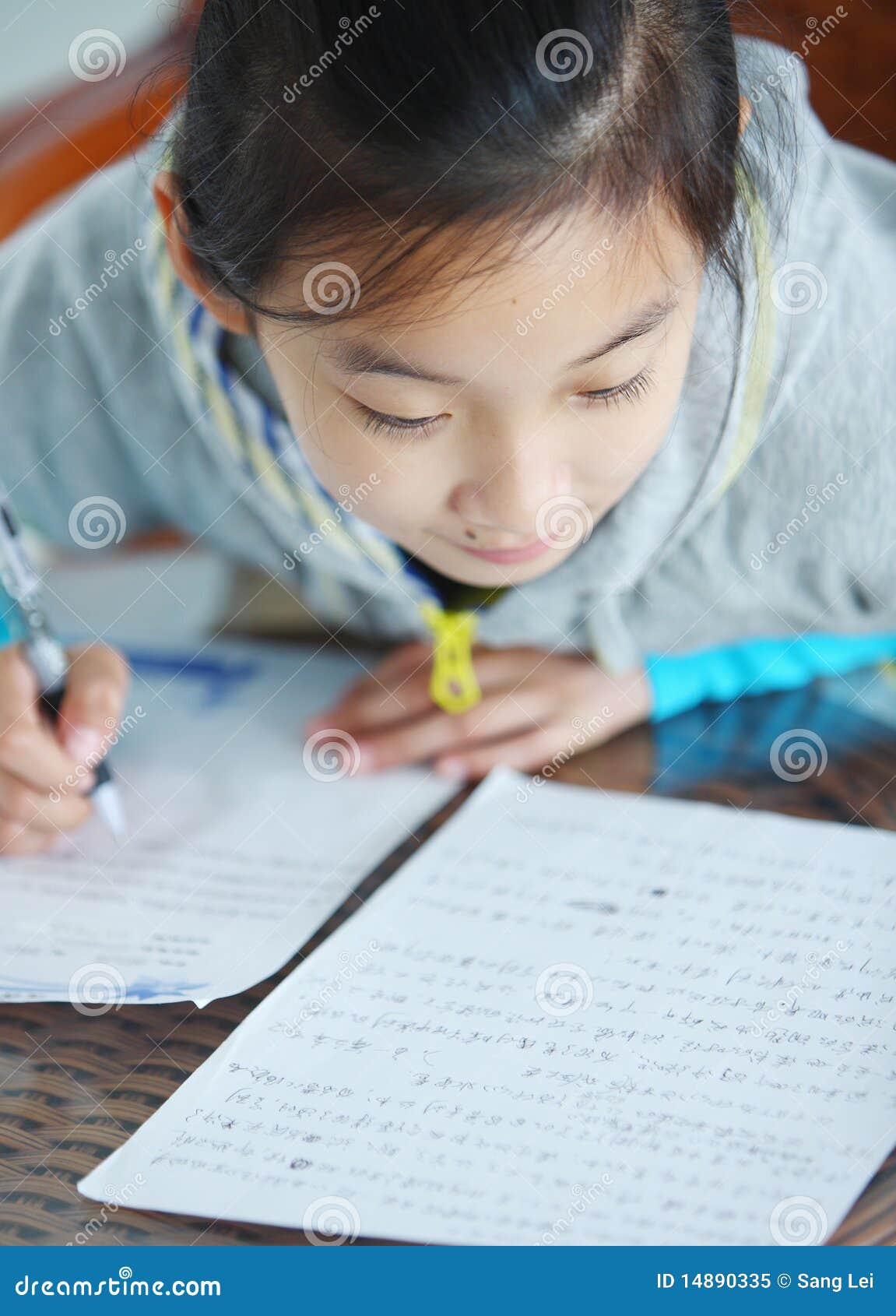 Chinese Child Makes Homework Stock Image - Image of human, daughter ...
