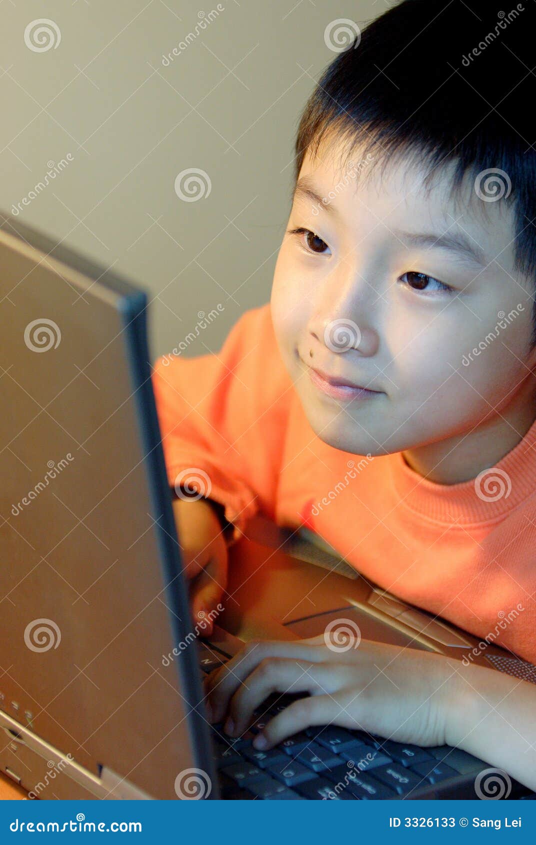 Chinese child use computer stock image. Image of study - 3326133
