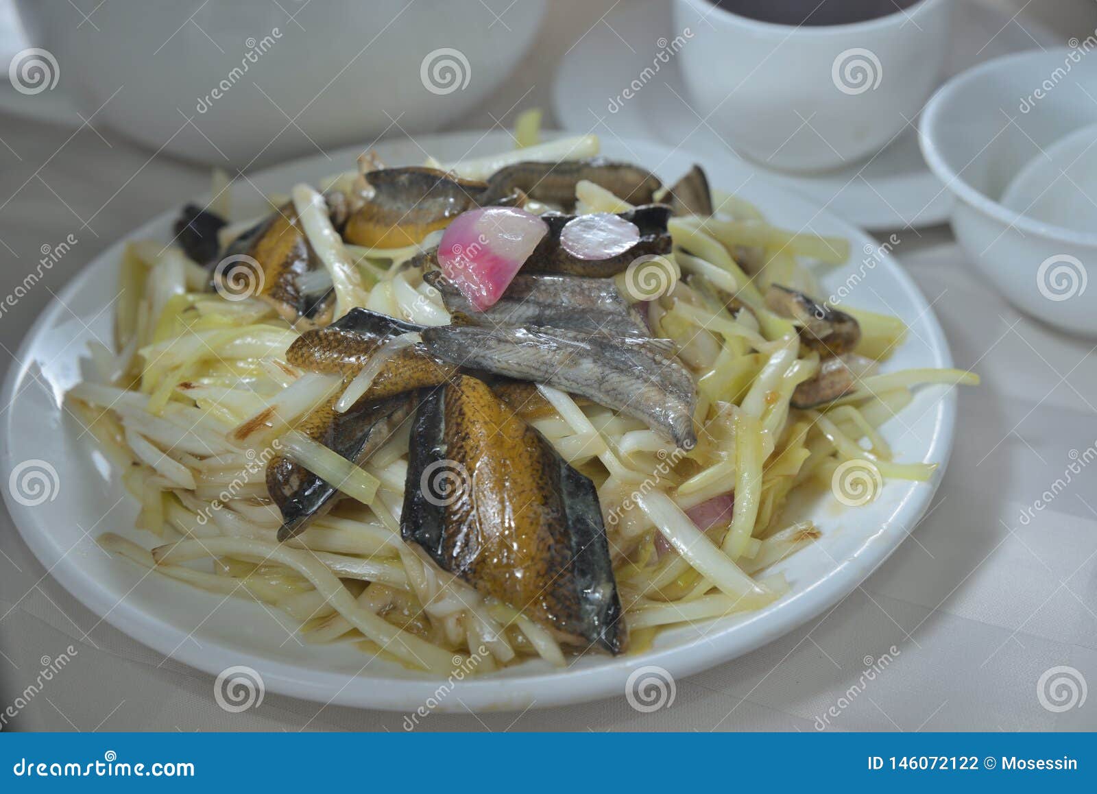 Chinese chive eel fish stock photo. Image of deepfried - 146072122