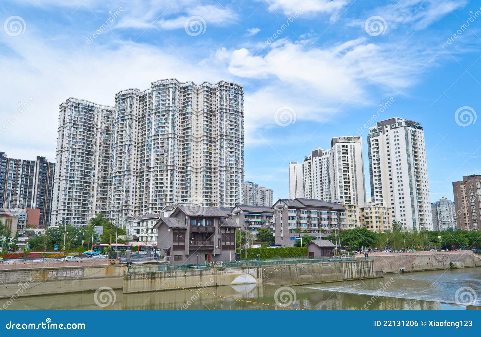 Chinese city stock photo. Image of water, architectural - 22131206