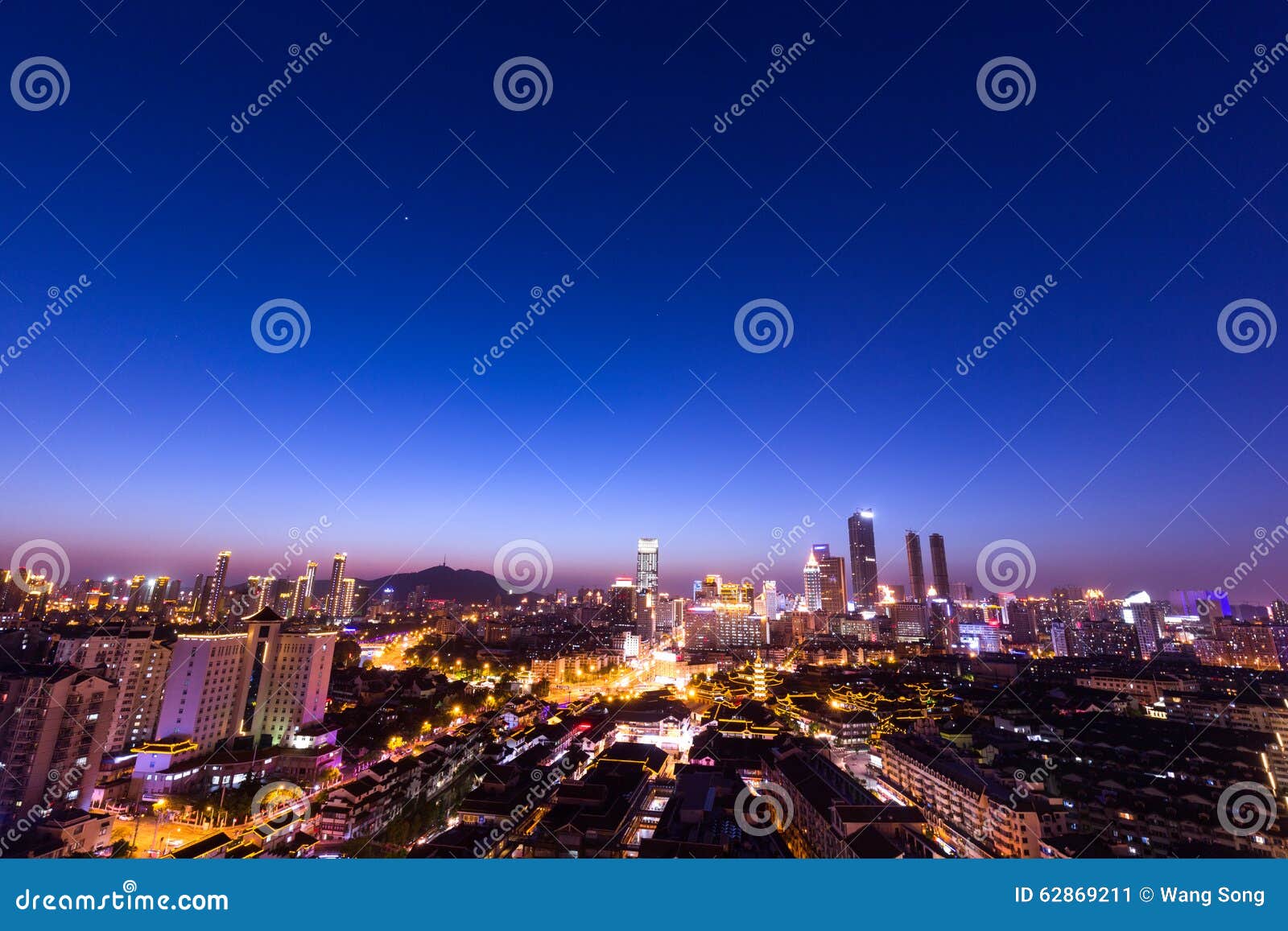 Chinese city at night stock image. Image of architecture - 62869211