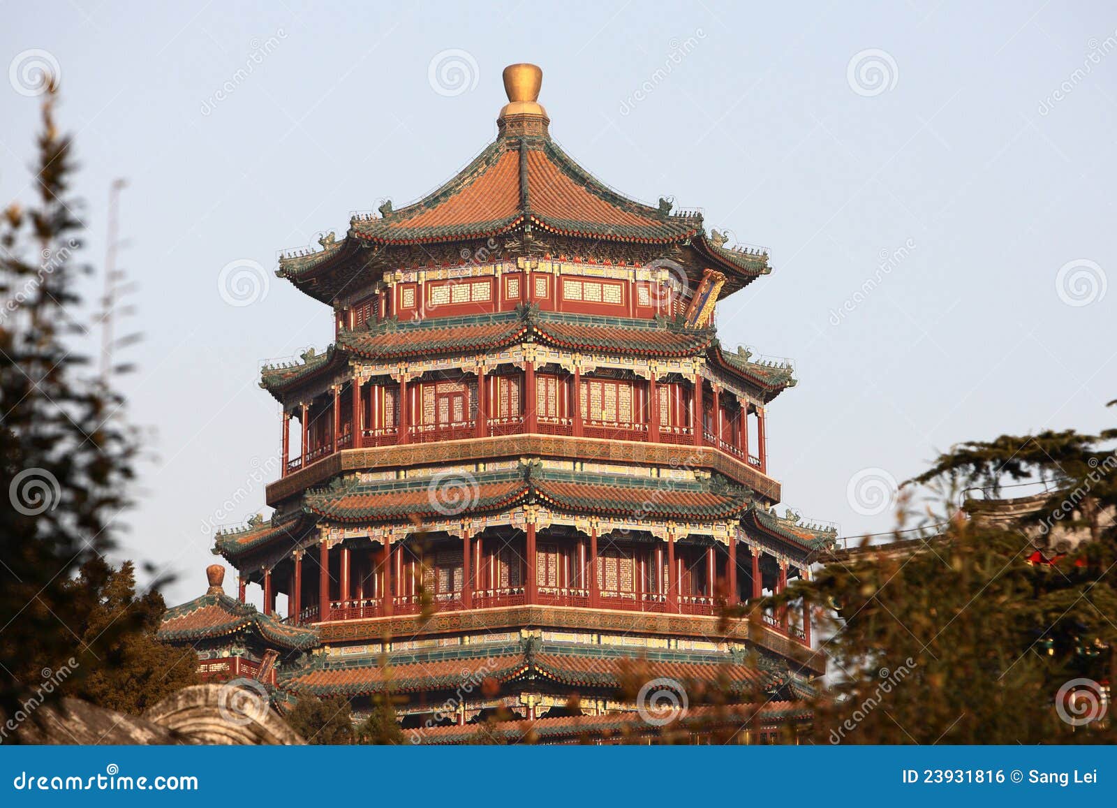Chinese classic tower stock photo. Image of beijing, gold - 23931816