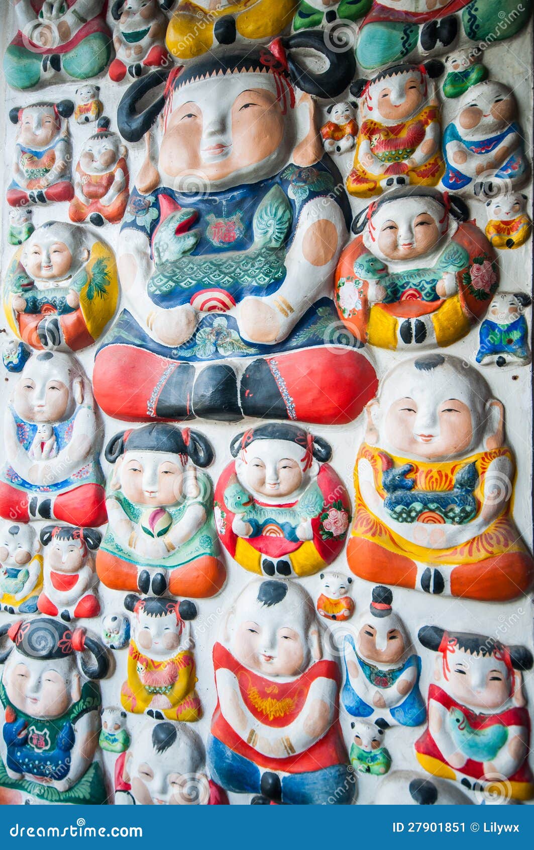 Chinese Clay Figurines on the Wall Stock Image - Image of china, boys ...