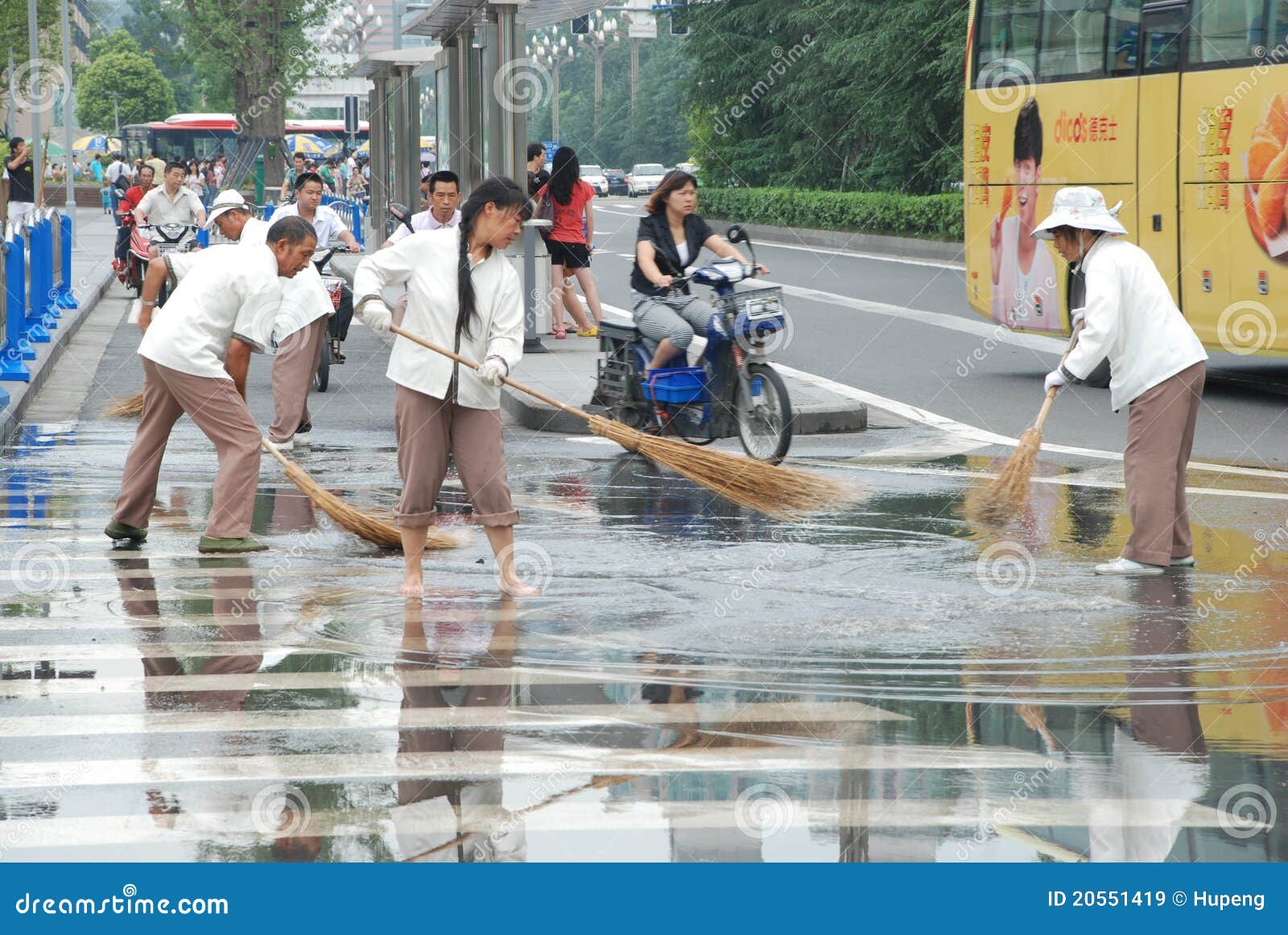 Chinese Cleaners are Sweeping Street Editorial Stock Image - Image of ...