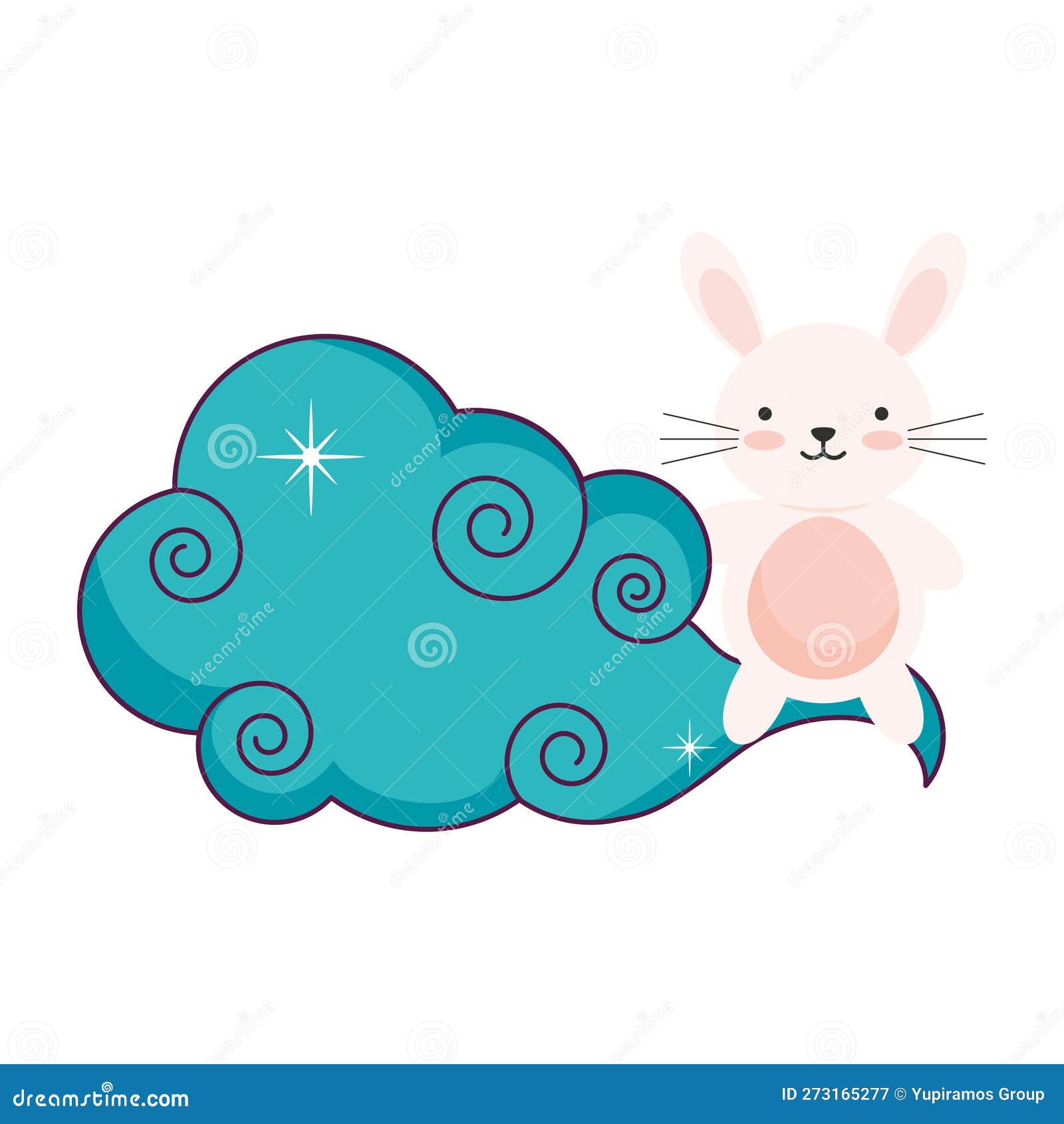 Chinese cloud and rabbit stock vector. Illustration of clear - 273165277