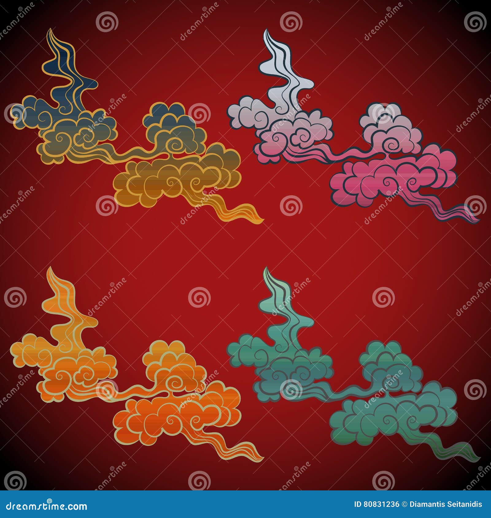 Chinese Clouds Pattern. Seamless Print With Traditional Oriental Art ...