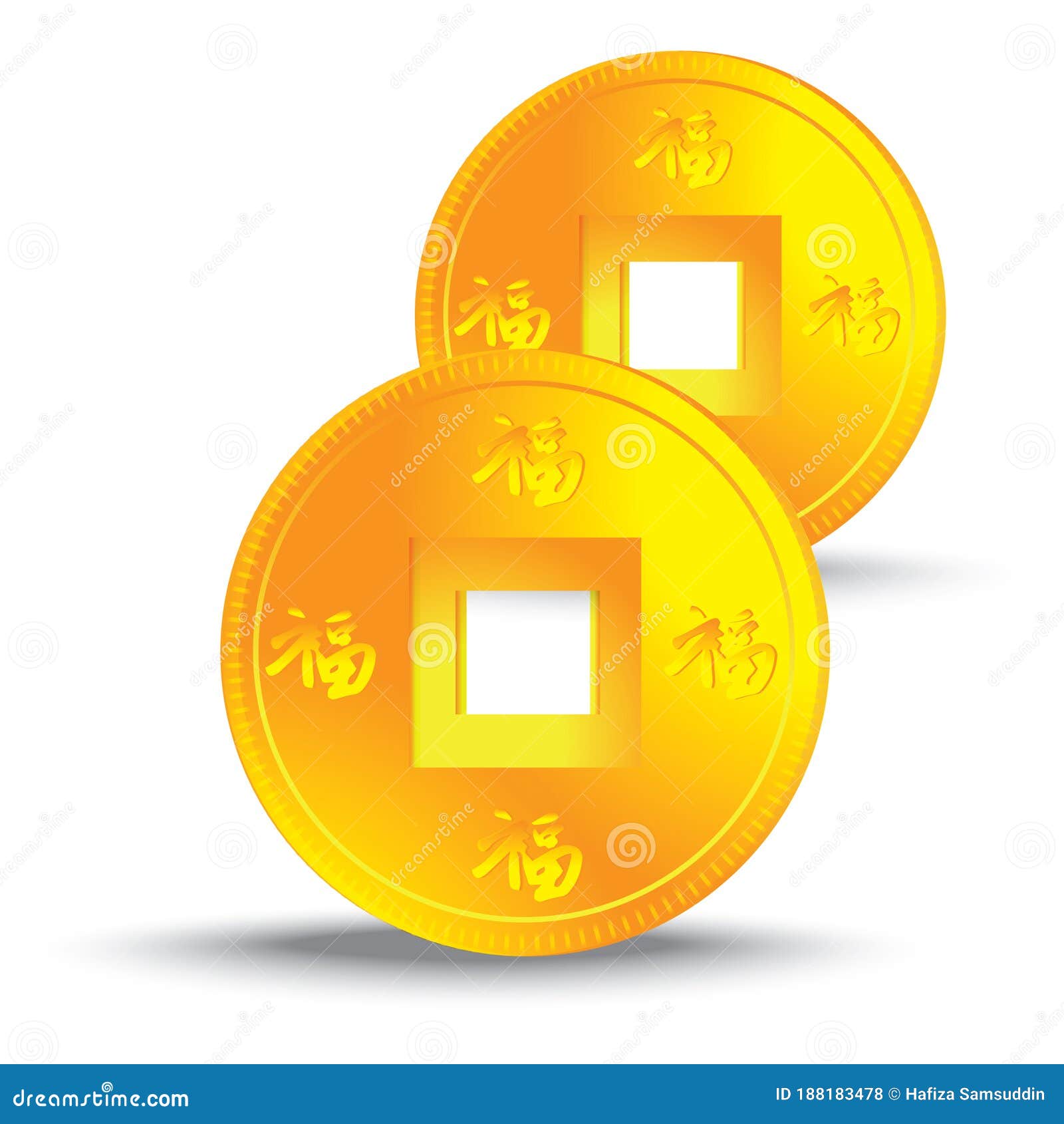 Chinese Coins. Vector Illustration Decorative Design Stock Vector ...