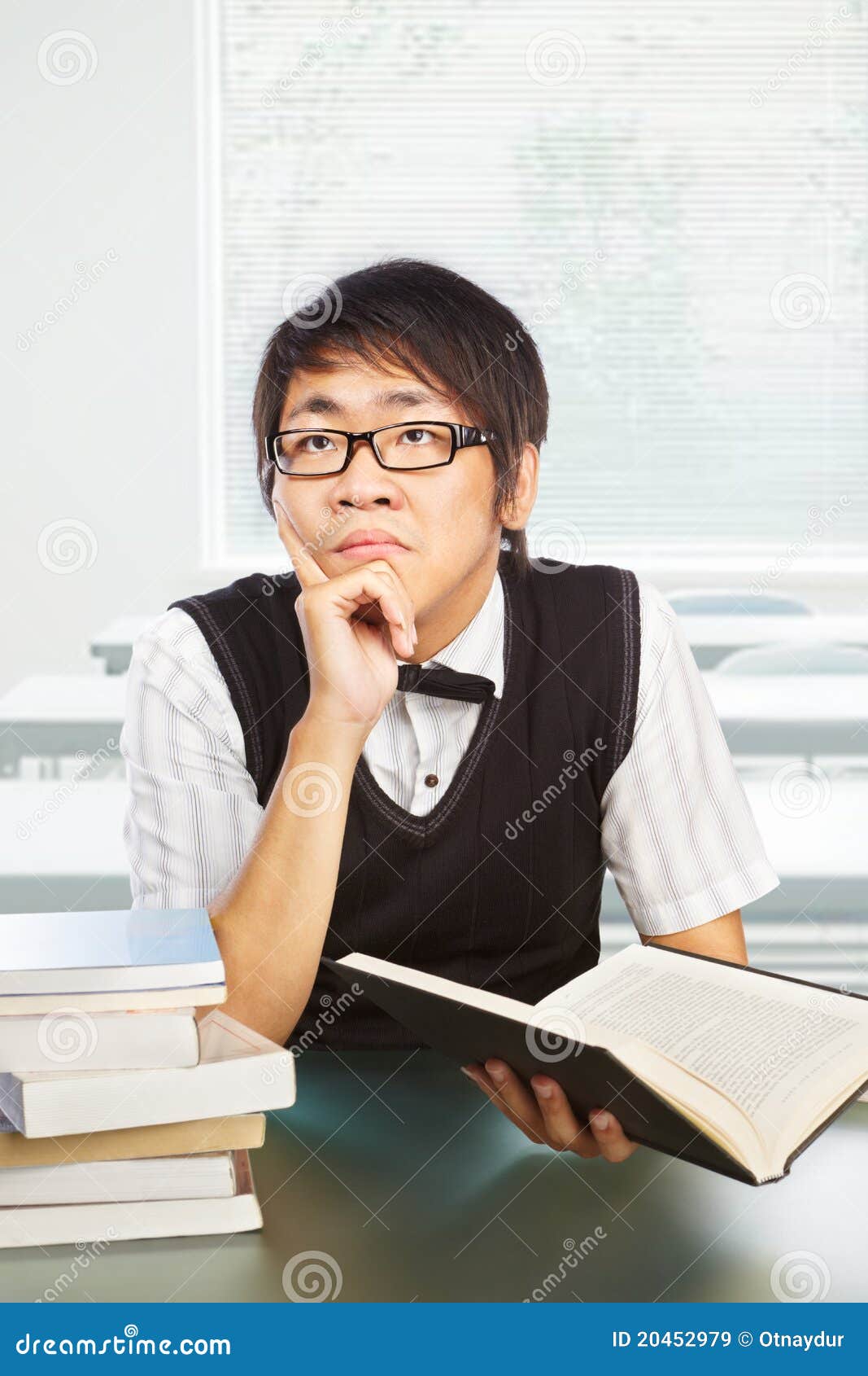 Chinese College Male Student Studying Stock Image - Image of looking ...