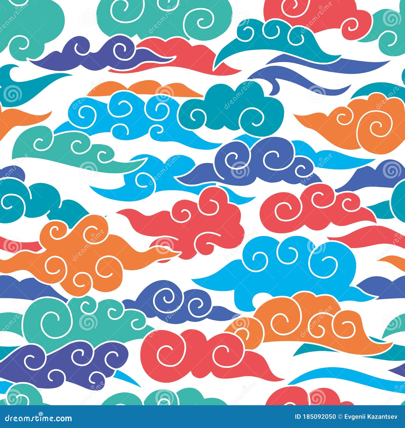 Chinese Colored Decorative Clouds Seamless Pattern Stock Illustration ...