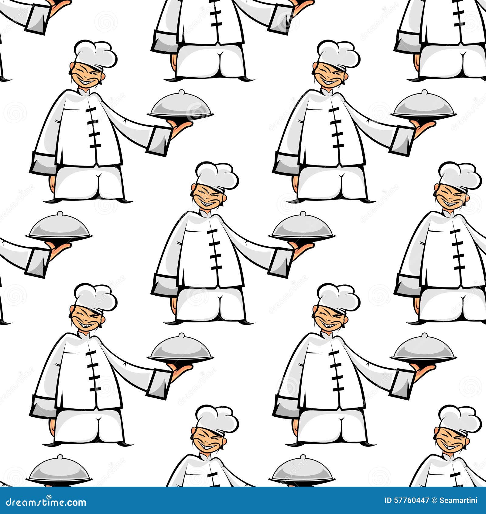 Chinese Cook with Tray Seamless Pattern Stock Vector - Illustration of ...