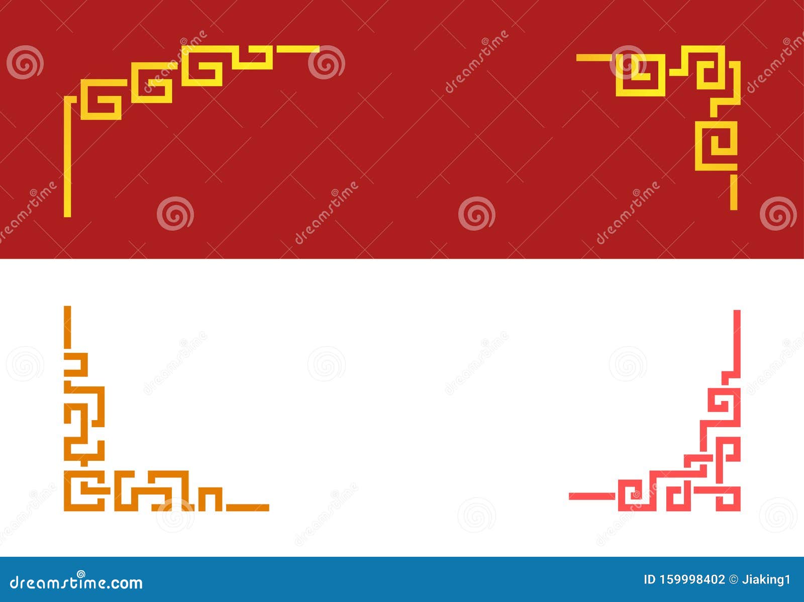 Set Of Chinese Corner In Linear Style, Vector | CartoonDealer.com ...