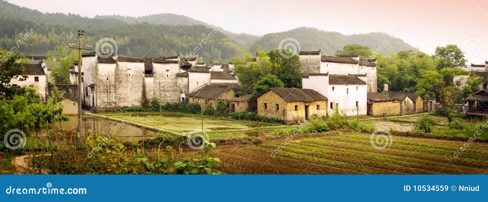 Chinese Countryside Panoramic View at Sunset Stock Image - Image of ...