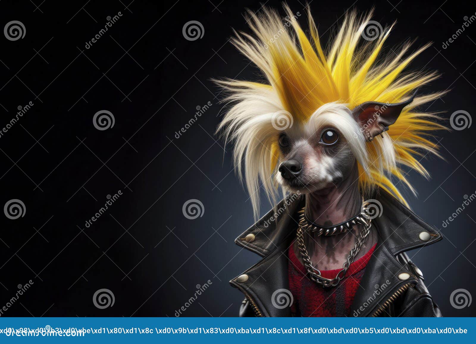 Chinese Crested As a Punk with Bright Mohawk on Solid Dark Background ...