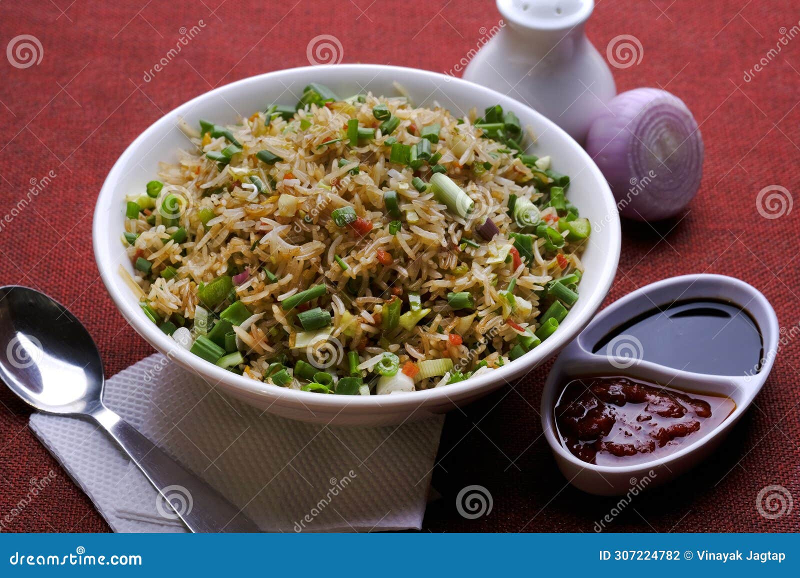 Chinese Cuisine - Fried Rice with Vegetables, Fried Rice in Plate on ...