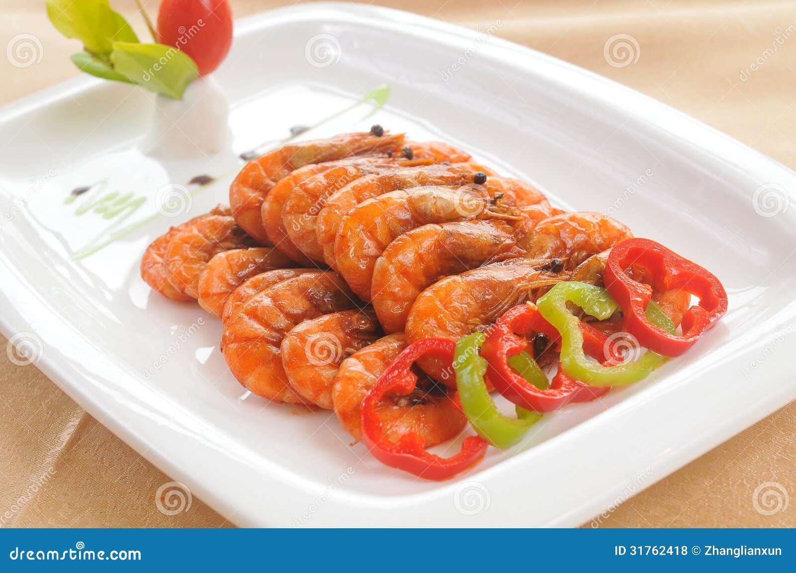 Chinese Cuisine - Fried Shrimp Stock Photo - Image of vegetables ...