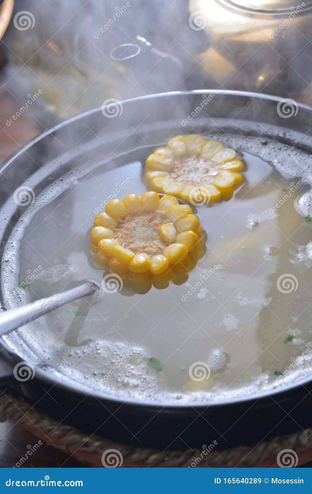 Corn Maize soup pot stock image. Image of minced, food - 165640289