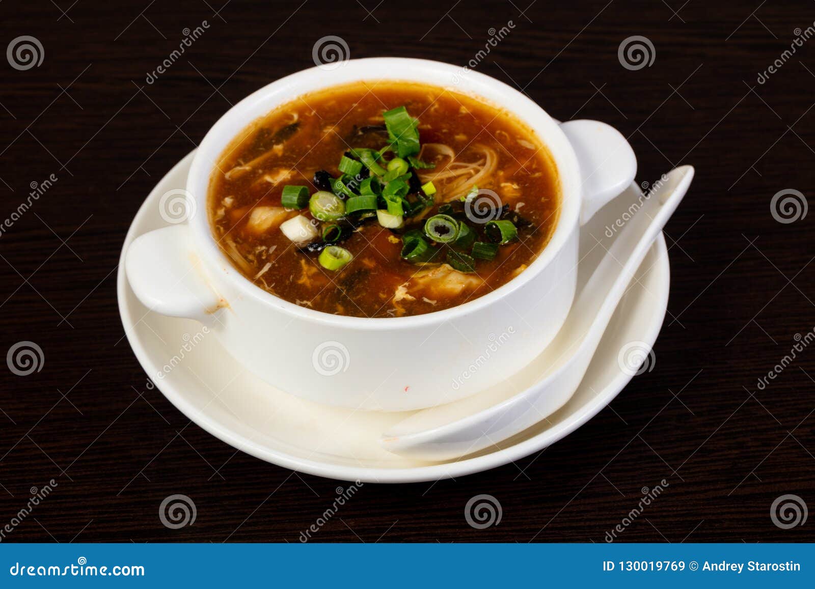 Chinese soup with seafood stock image. Image of lunch - 130019769