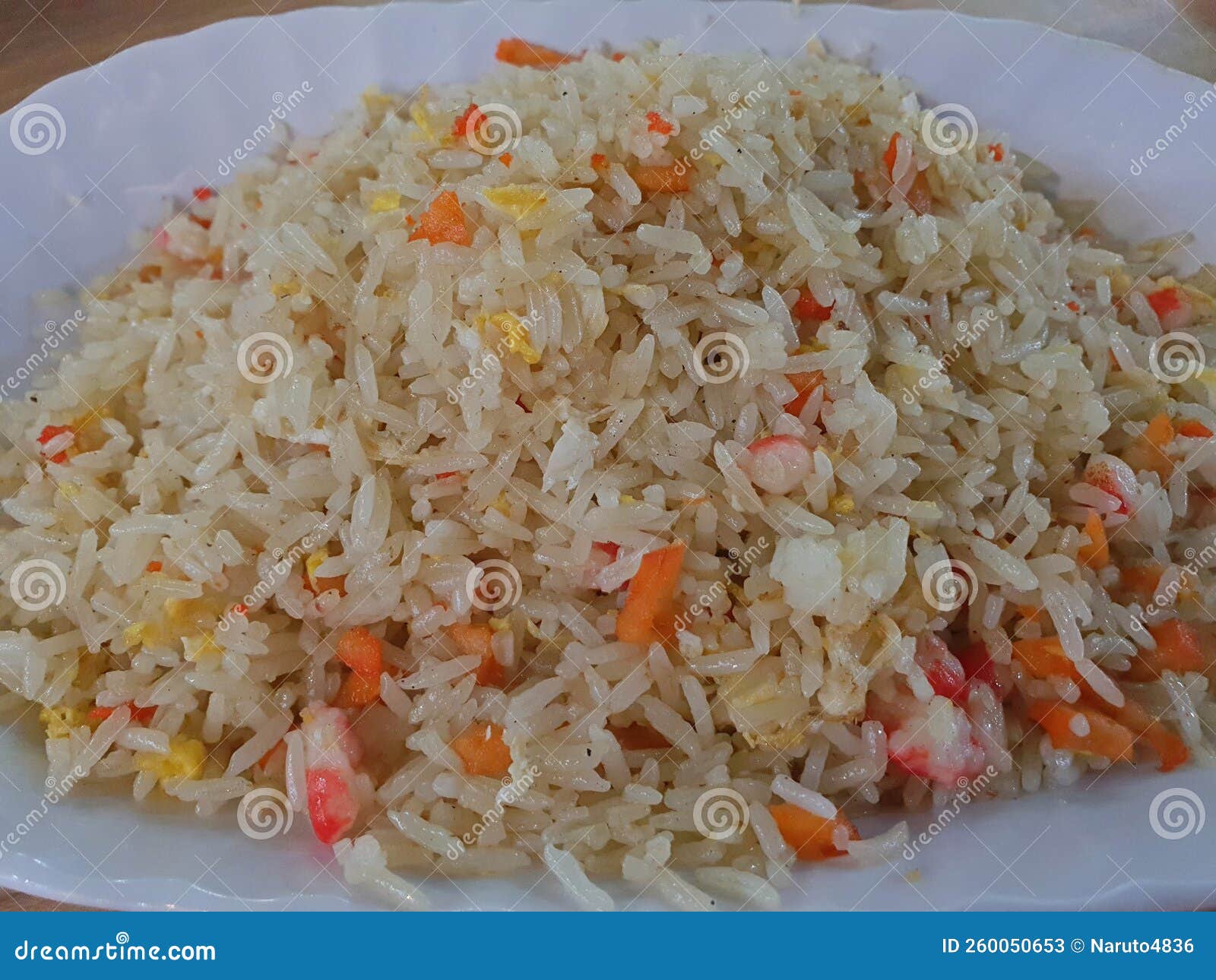 Chinese Cuisine, Yangzhou Style Fried Rice on White Plate Stock Image ...