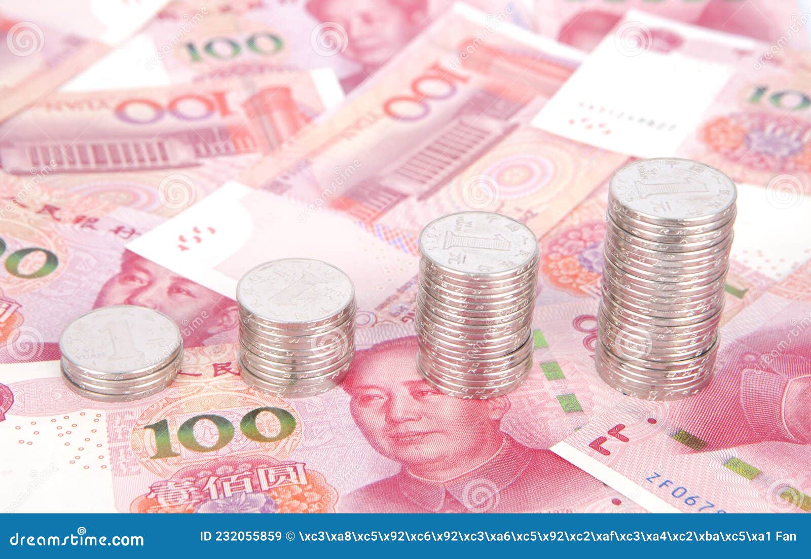 Chinese Currency Coins and Note Stock Image - Image of currency, income ...