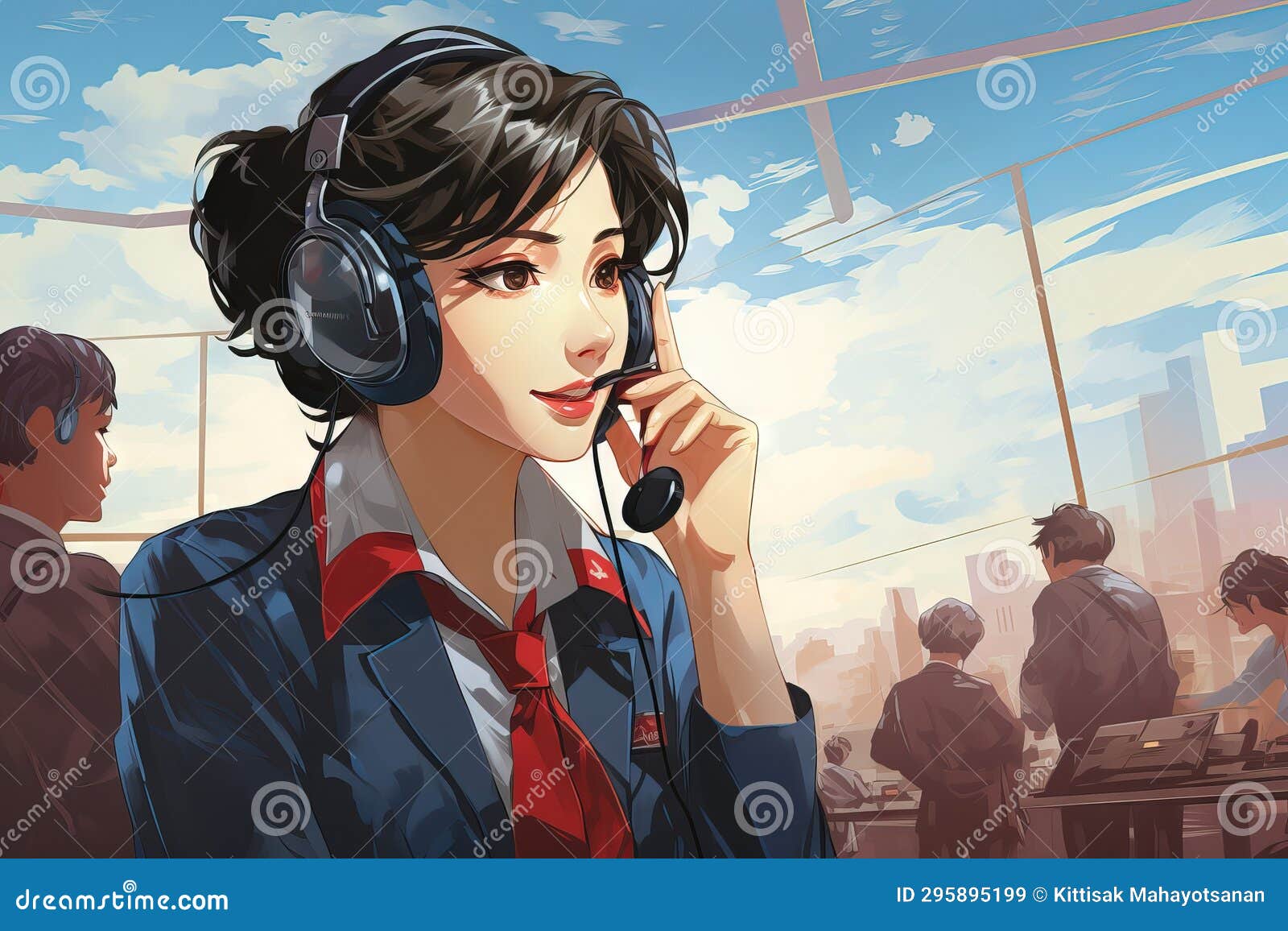 Chinese Customer Service Representatives Sit in Office Showing ...