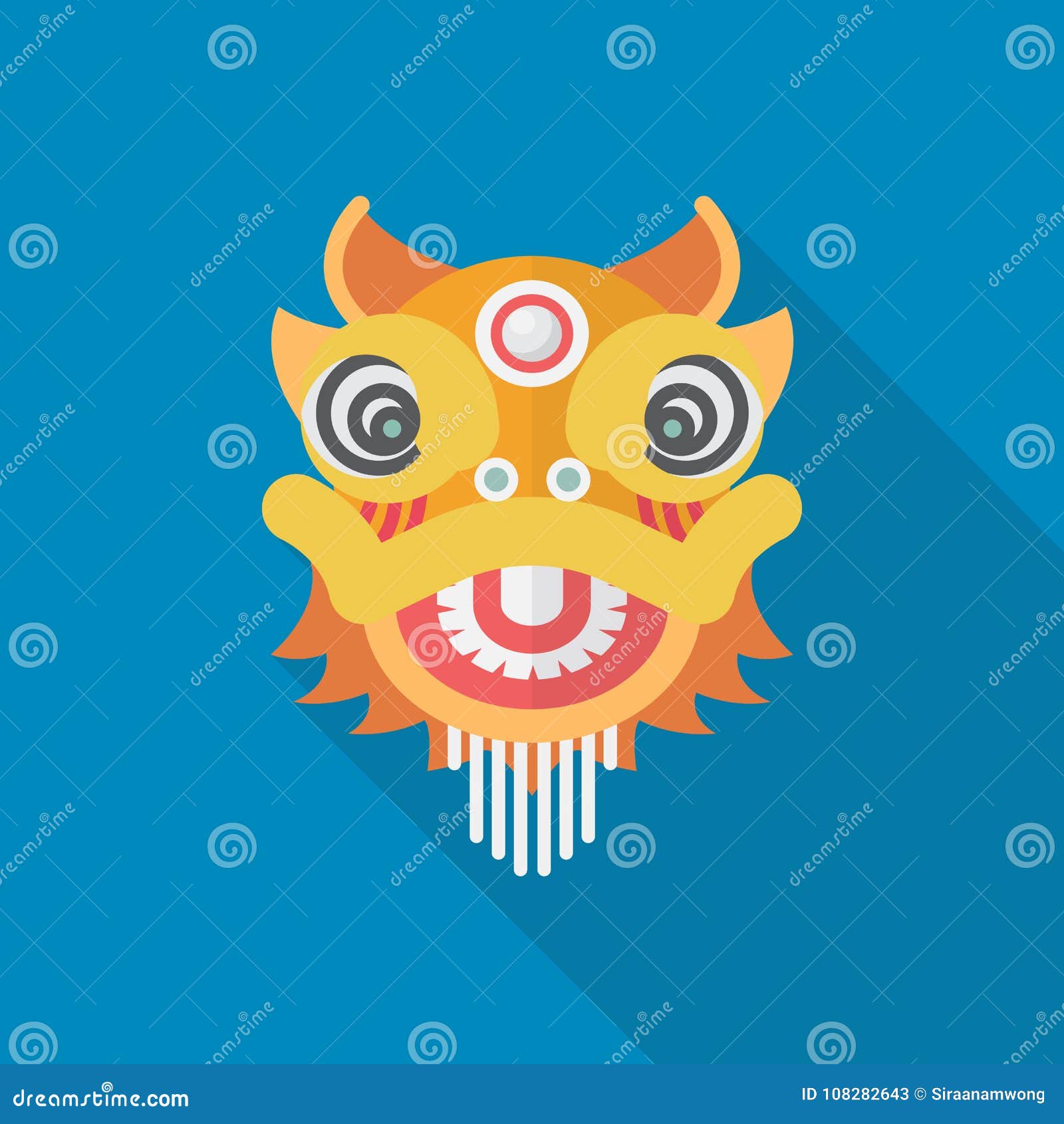 Chinese dancing lion stock vector. Illustration of chinatown - 108282643