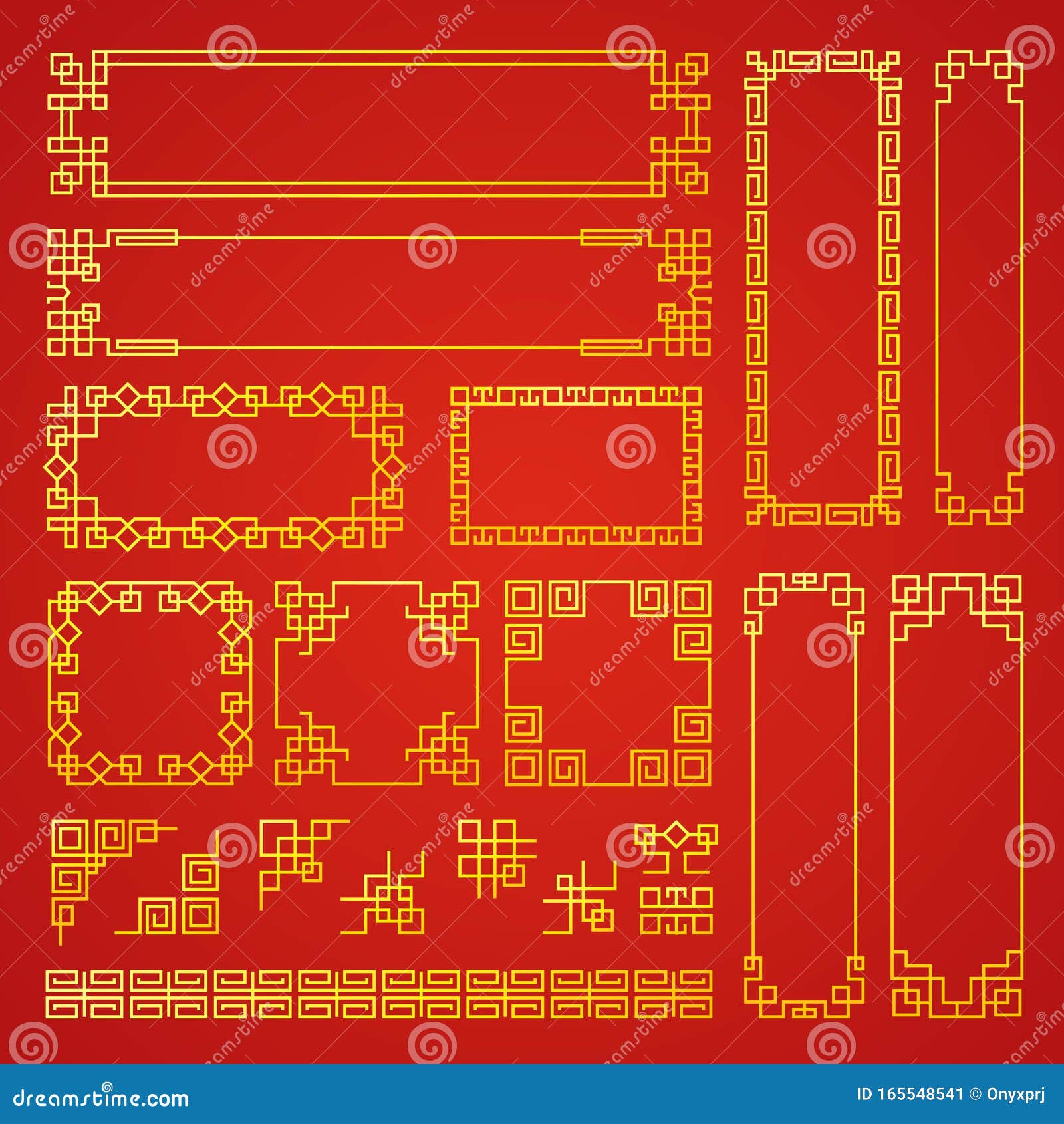Chinese Decoration Frames. Traditional Oriental Borders Asian ...