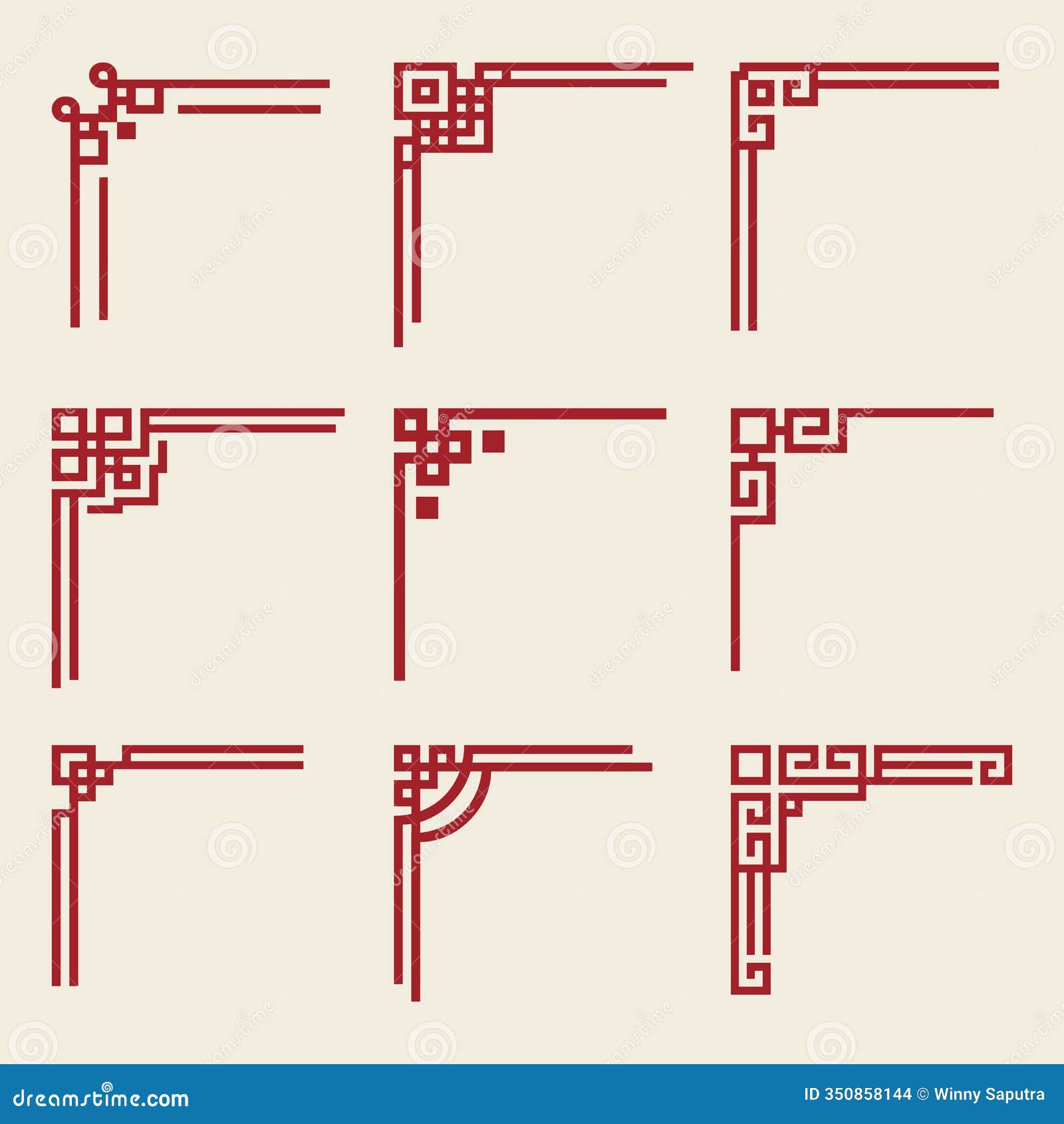 Set Of Chinese Corner In Linear Style, Vector | CartoonDealer.com ...