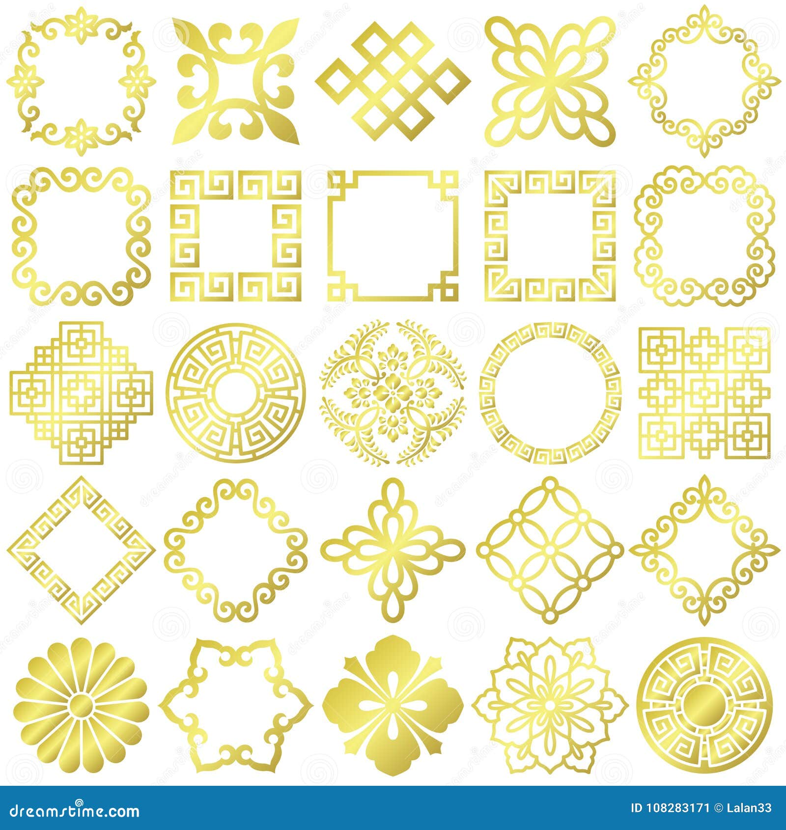Chinese decorative icons. stock vector. Illustration of lattice - 108283171