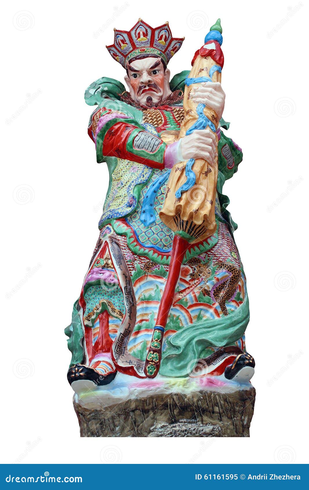 Chinese Deity Isolated on White Stock Image - Image of bronze, china ...
