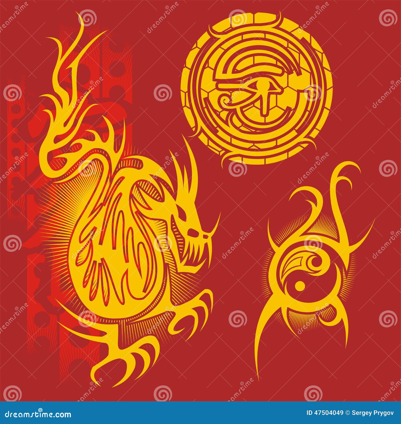 Chinese Design - Vector Set. Stock Vector - Illustration of dragon ...