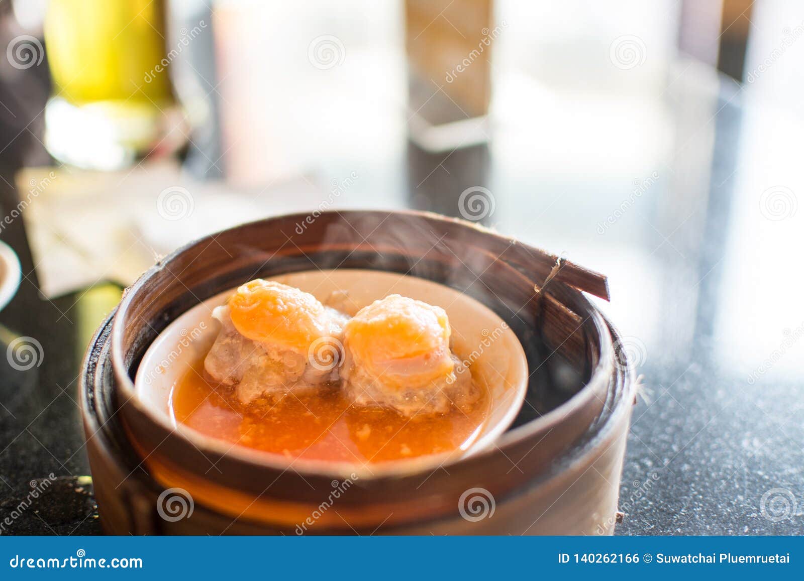 Chinese Dim Sum in a Bamboo Steamer Box Stock Photo - Image of china ...