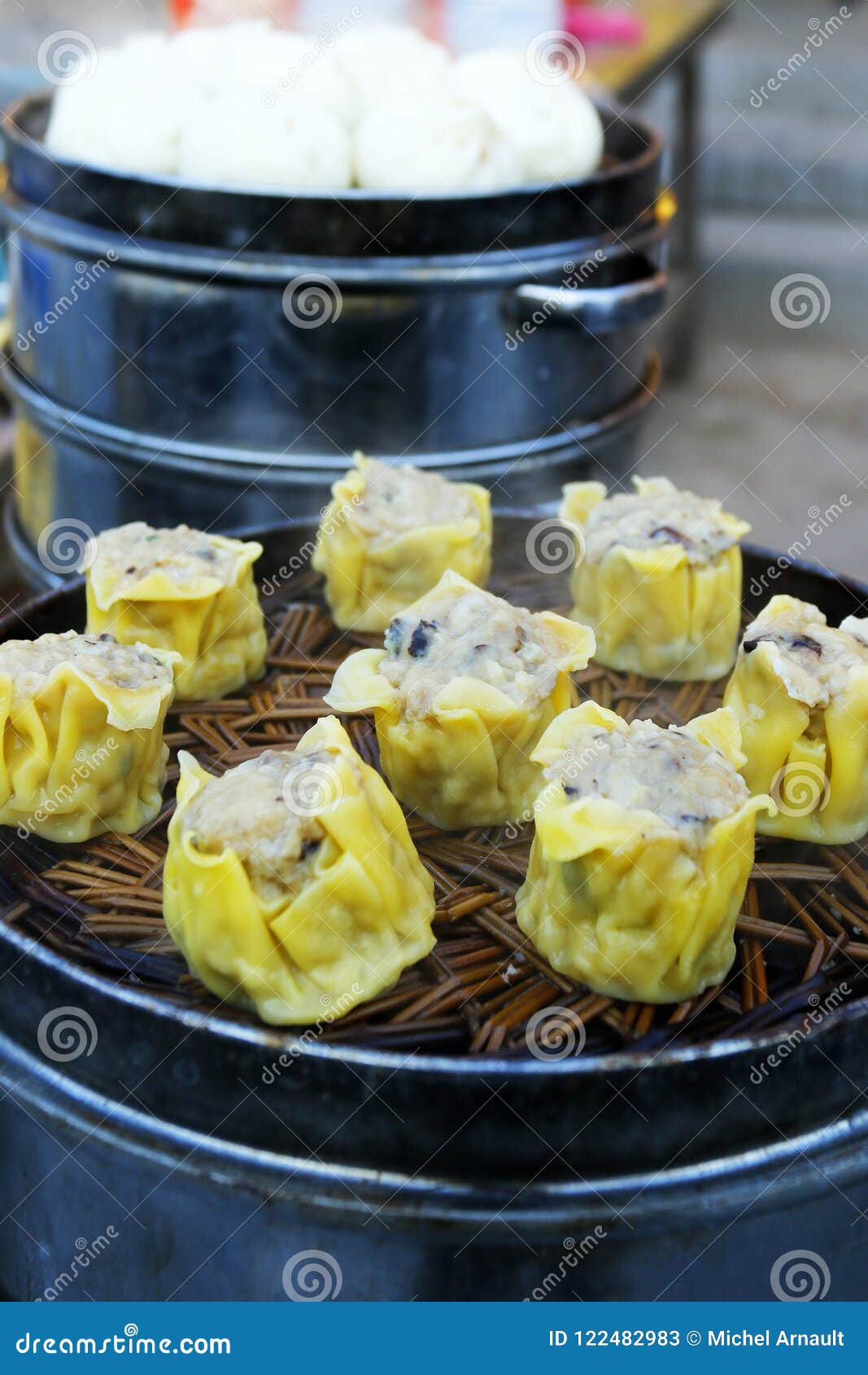 Chinese Dim Sum , in Basket of Bamboo Stock Image - Image of dish ...