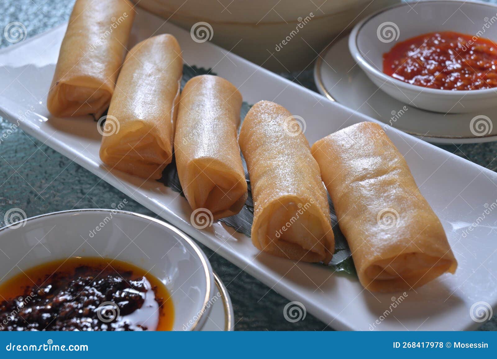 Deep Fried Sheet Spring Roll Dim Sum Stock Photo - Image of bamboo ...