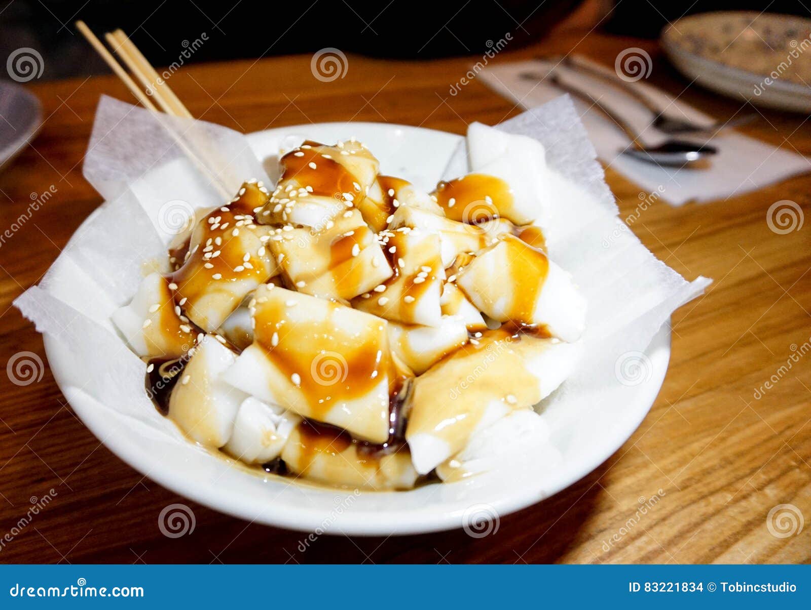 Chinese Dim Sum Rice Noodle Roll Stock Photo - Image of steam ...