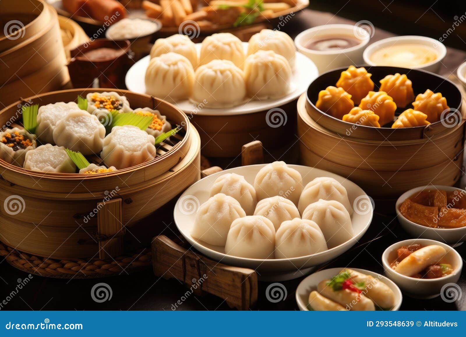 Chinese Dim Sum Selection with Dumplings and Buns Stock Image - Image ...