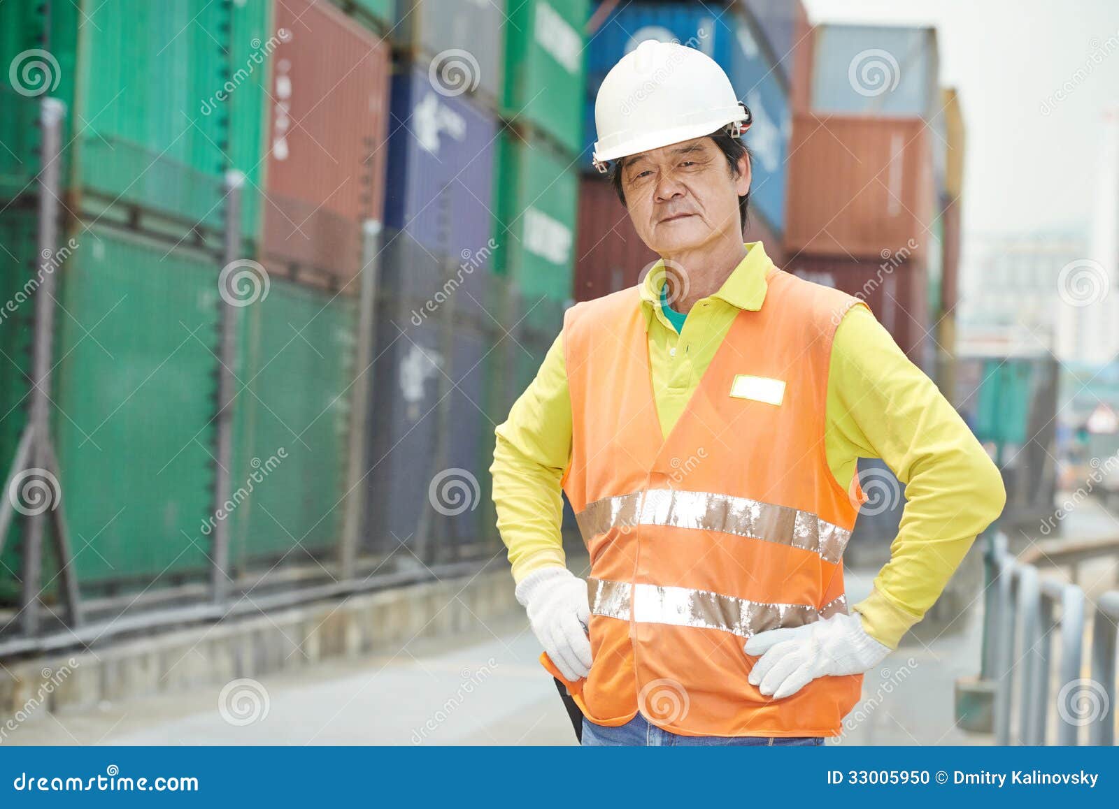 Chinese Dock Warehouse Worker Stock Photo - Image of inspector, economy ...