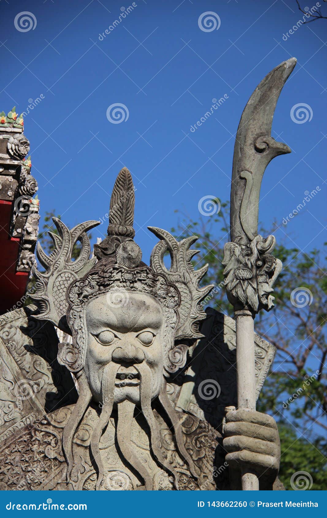 Chinese Stone Doll with Sword Stock Photo - Image of antique, outdoor ...