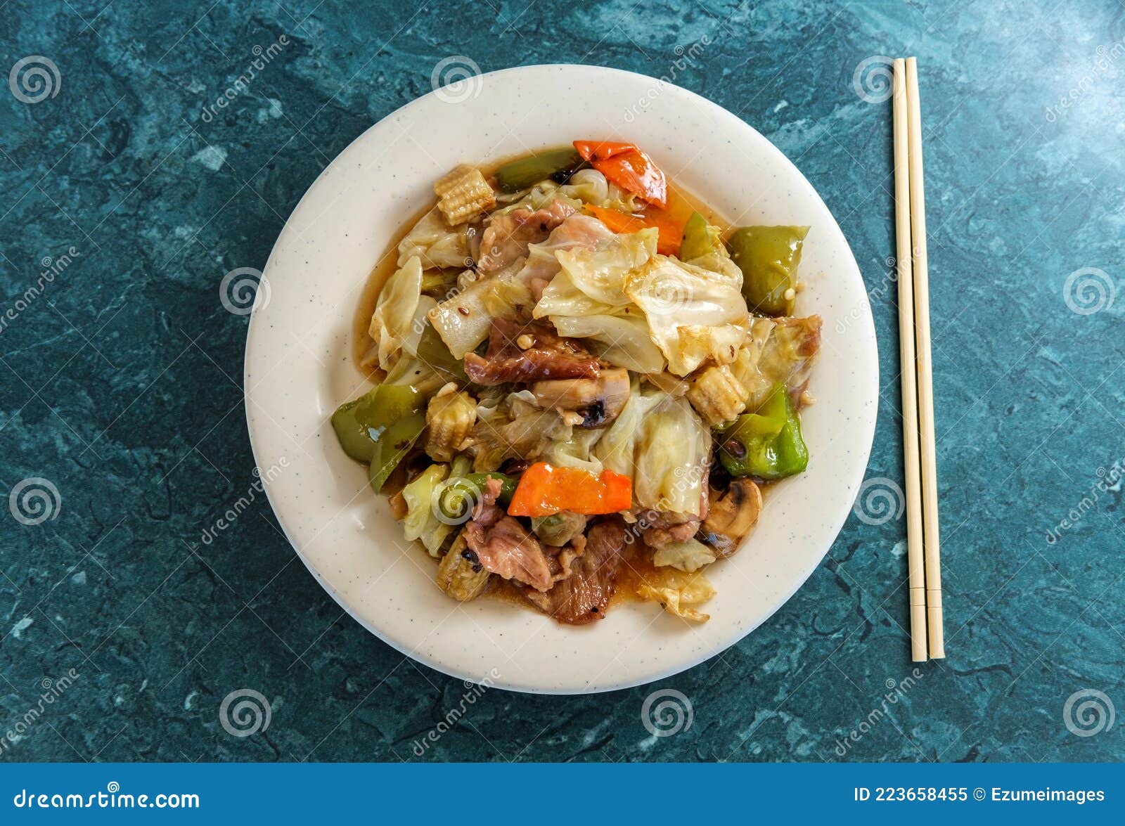 Chinese Double Cooked Pork stock image. Image of dinner - 223658455