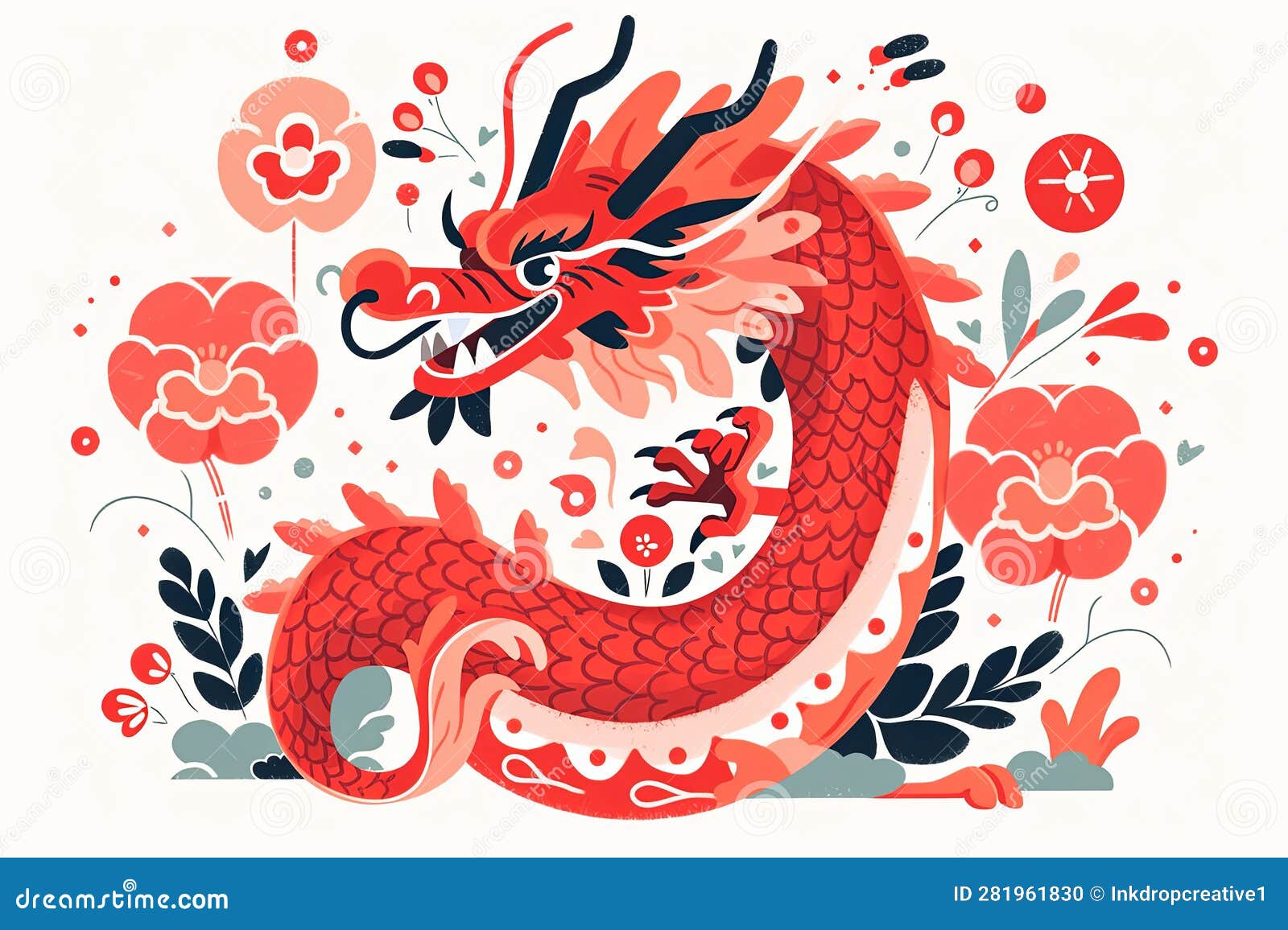 Chinese Dragon Abstract Illustration. Chinese Year of the Dragon Stock ...