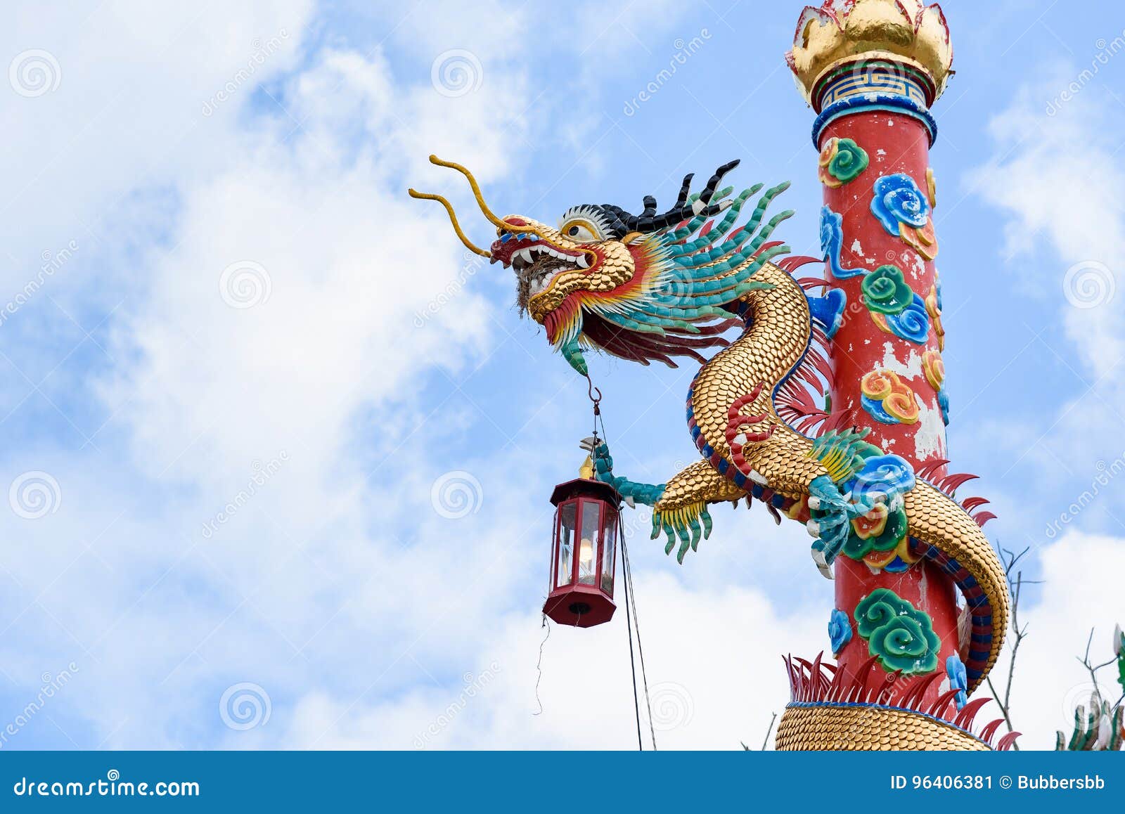 Chinese Dragon on Beautiful Sky Background. Stock Image - Image of ...