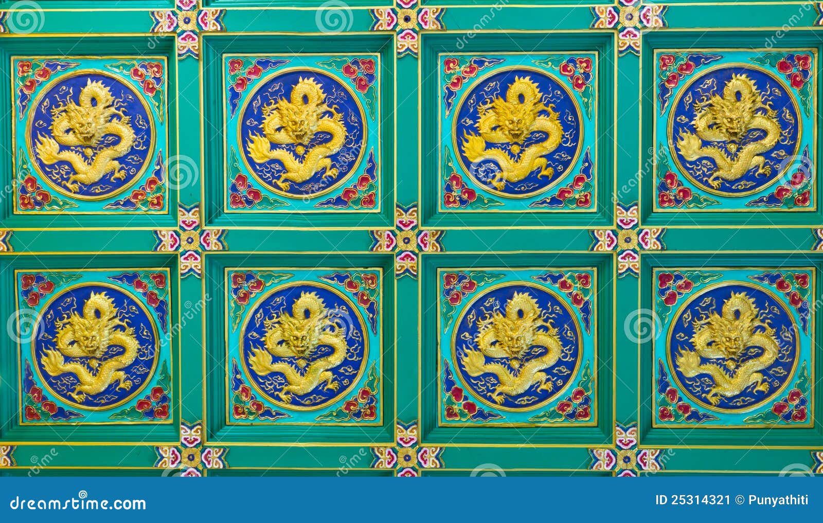 Chinese dragon on ceiling stock image. Image of spirituality - 25314321