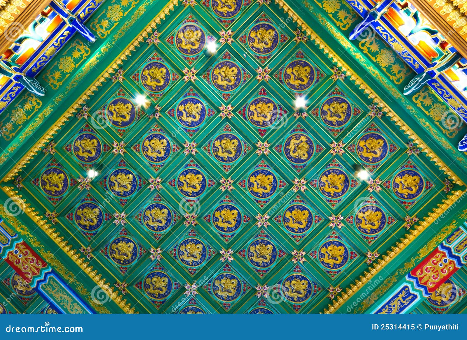Chinese dragon on ceiling stock image. Image of buddhism - 25314415