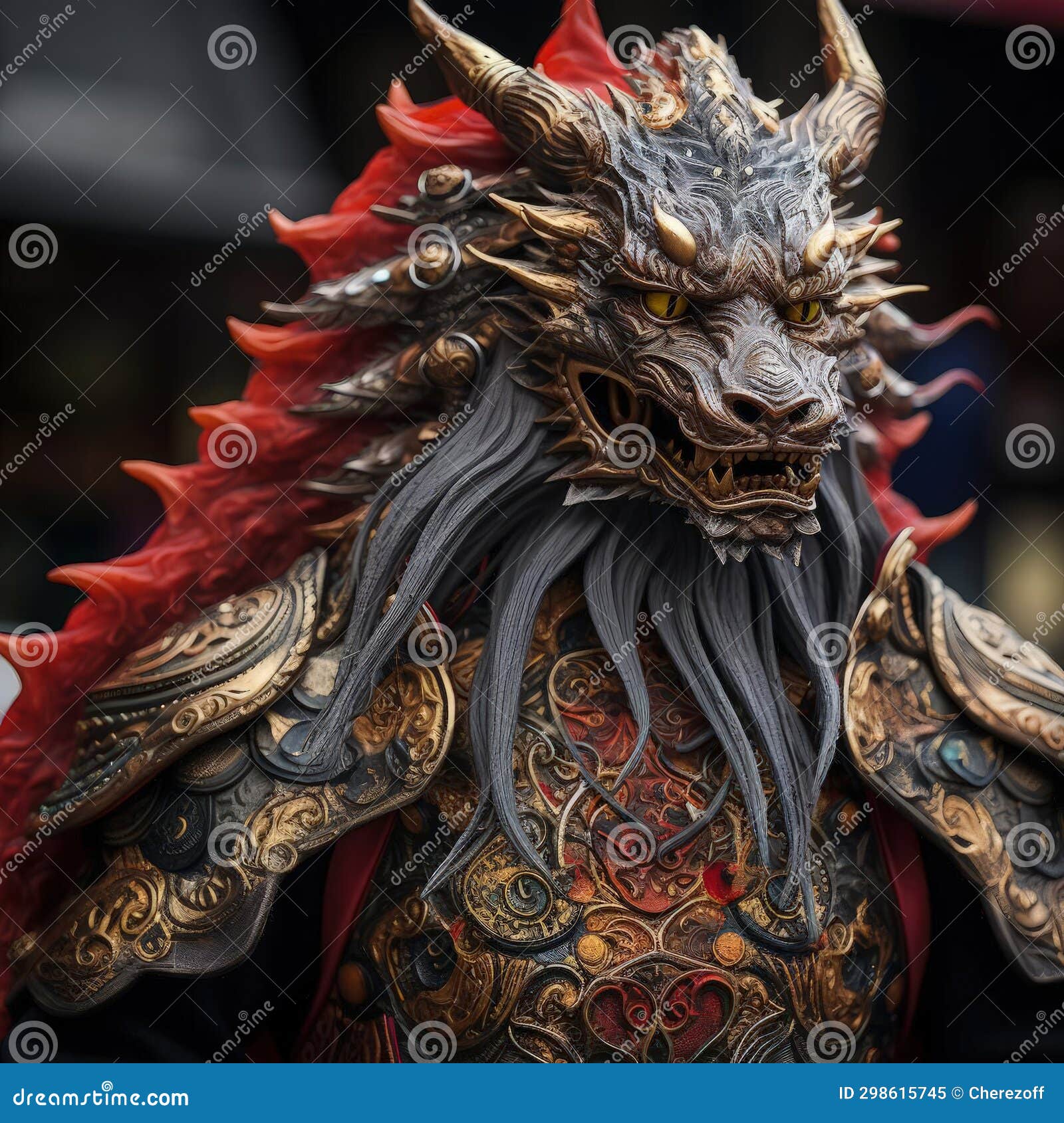 Chinese dragon in costume stock image. Image of religion - 298615745