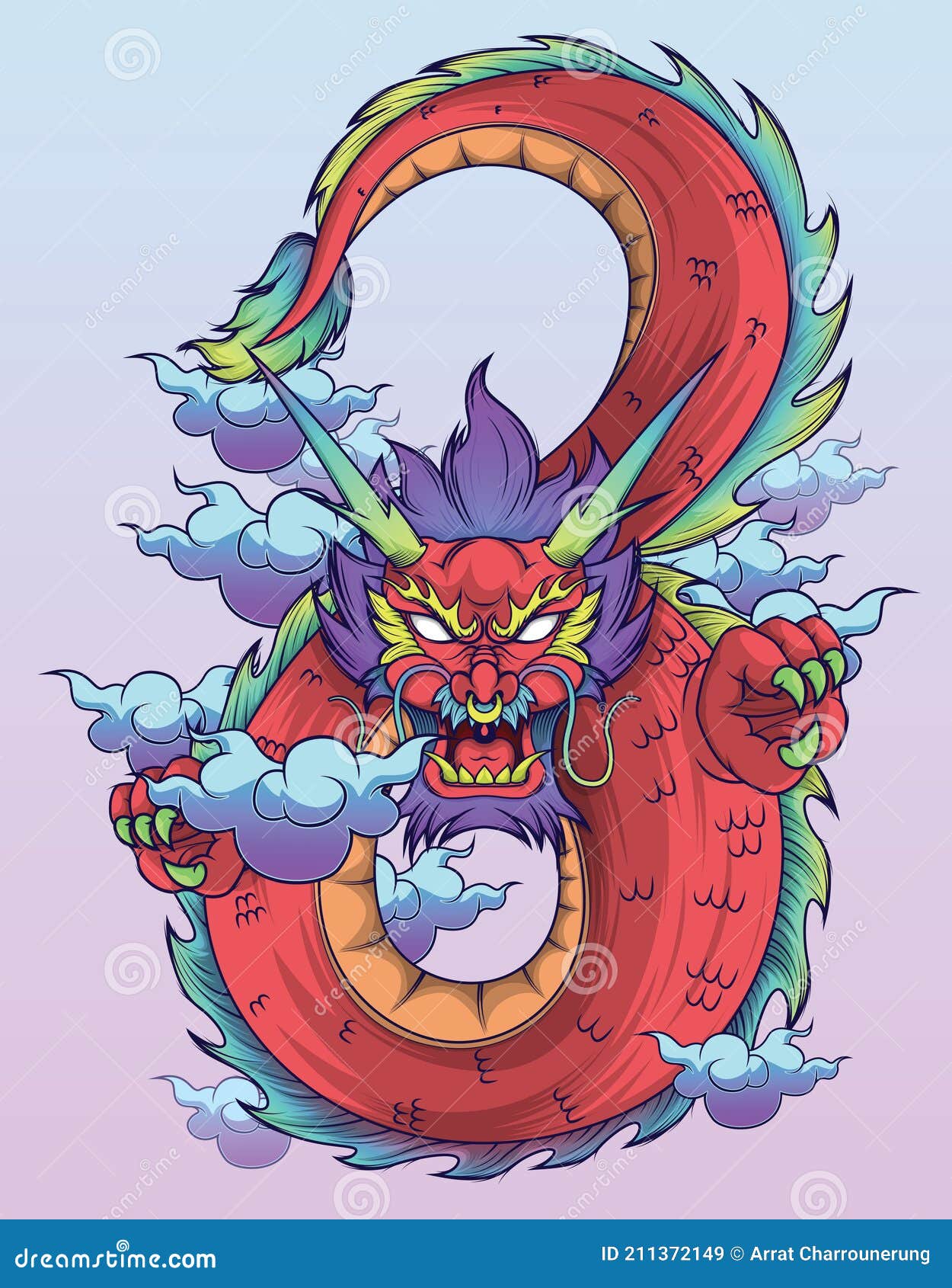 Chinese Dragon Curl Up Into Eight Vactor. 2-23-2021. Royalty-Free Stock ...
