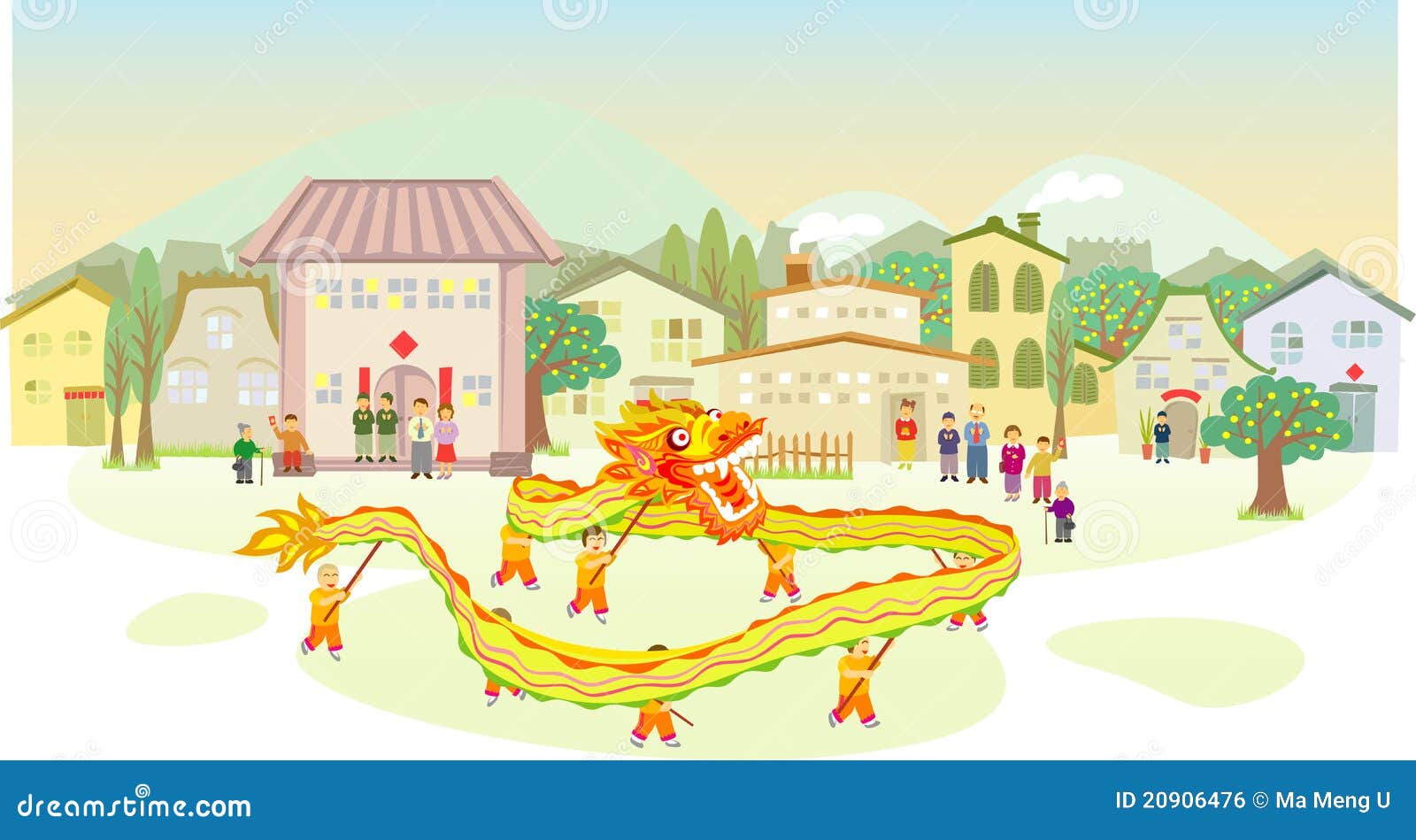 Chinese Dragon Dance show stock vector. Illustration of dance - 20906476