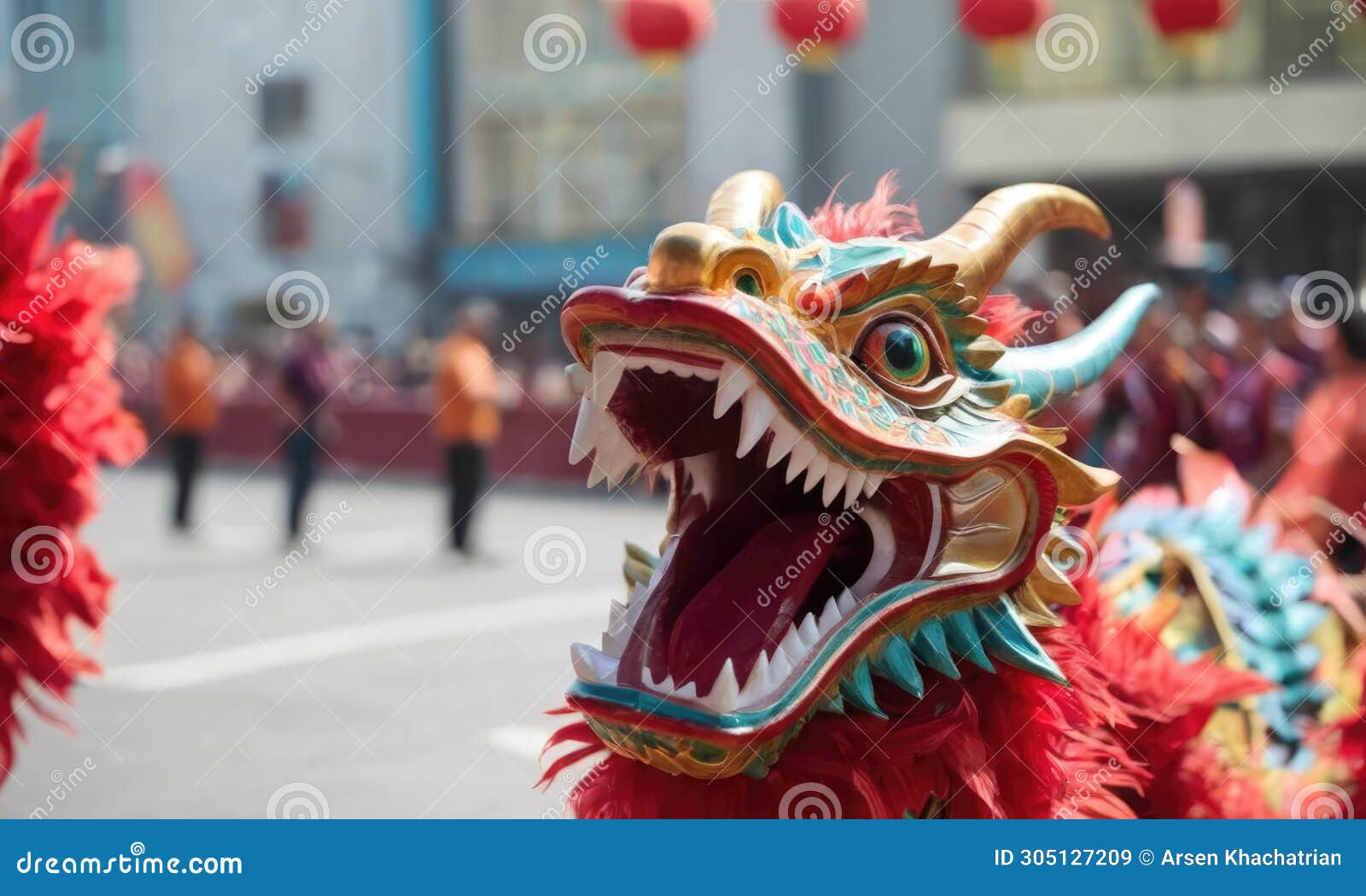 Chinese Dragon Dancing in the Square. Chinese Traditional Dragon Dance ...