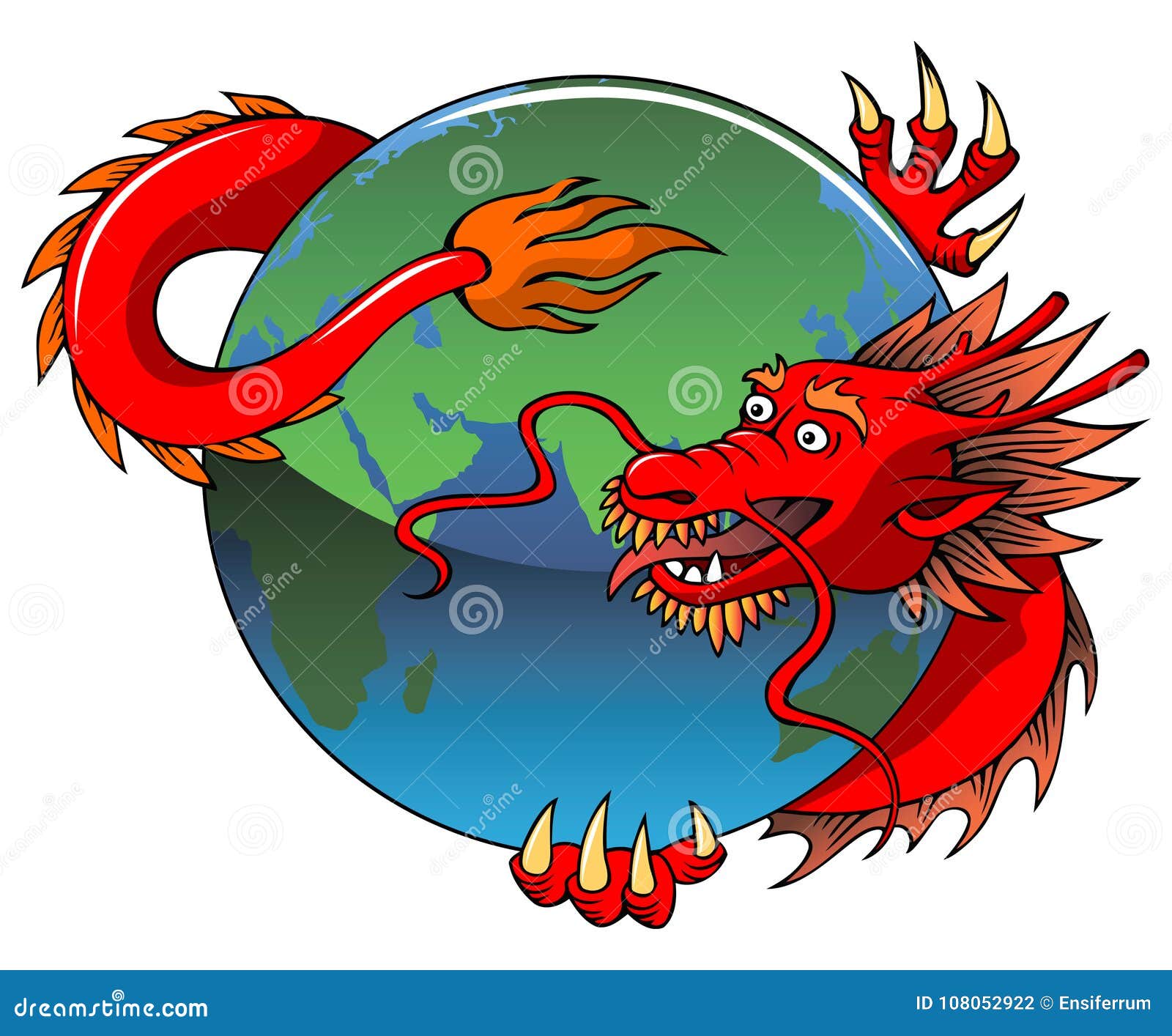 Chinese Dragon Entwining Earth Stock Vector - Illustration of strong ...