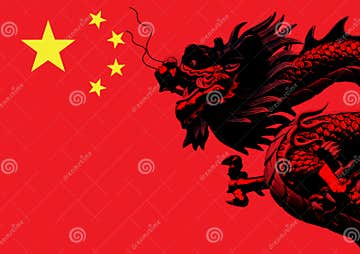 Chinese dragon flag stock illustration. Illustration of decorative ...